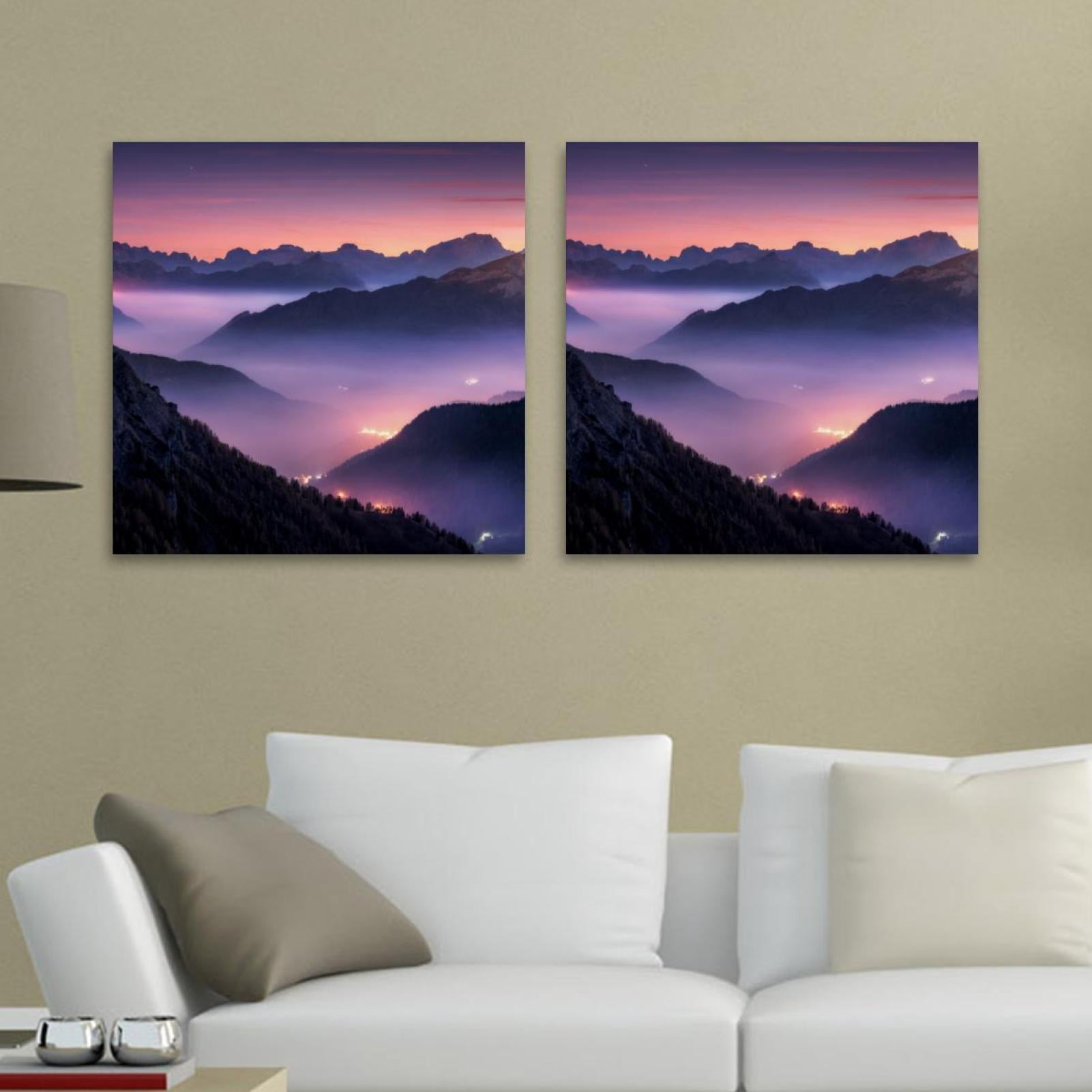 OWNSERIES Natural Mountain Scenery Forest Fire Pattern 2PC Canvas Wall ...
