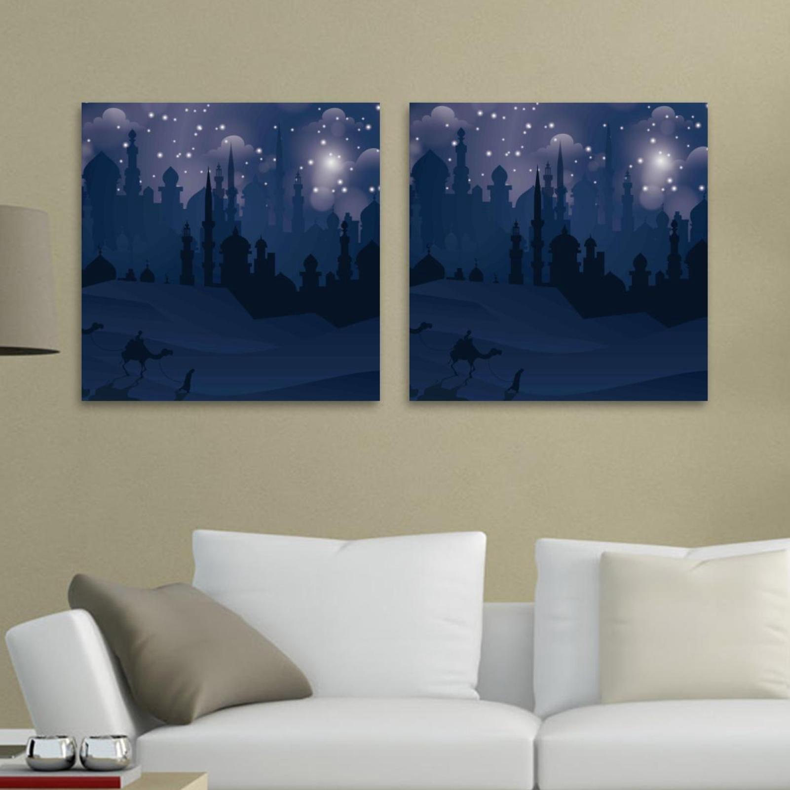 OWNSERIES Night City Print Pattern 2PC Canvas Wall Art Paintings for ...