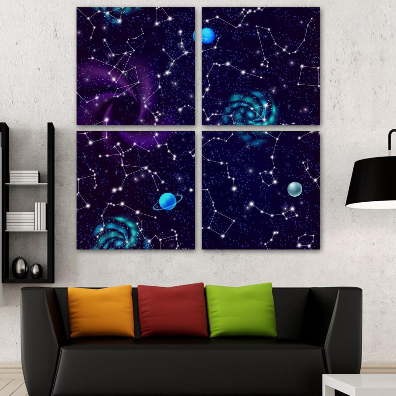 OWNSERIES Night Sky Pattern 4PC Frameless Canvas Wall Art Paintings for ...