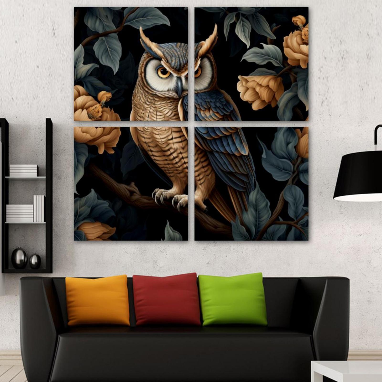 OWNSERIES Nighthawk Pattern 4PC Frameless Canvas Wall Art Paintings for ...