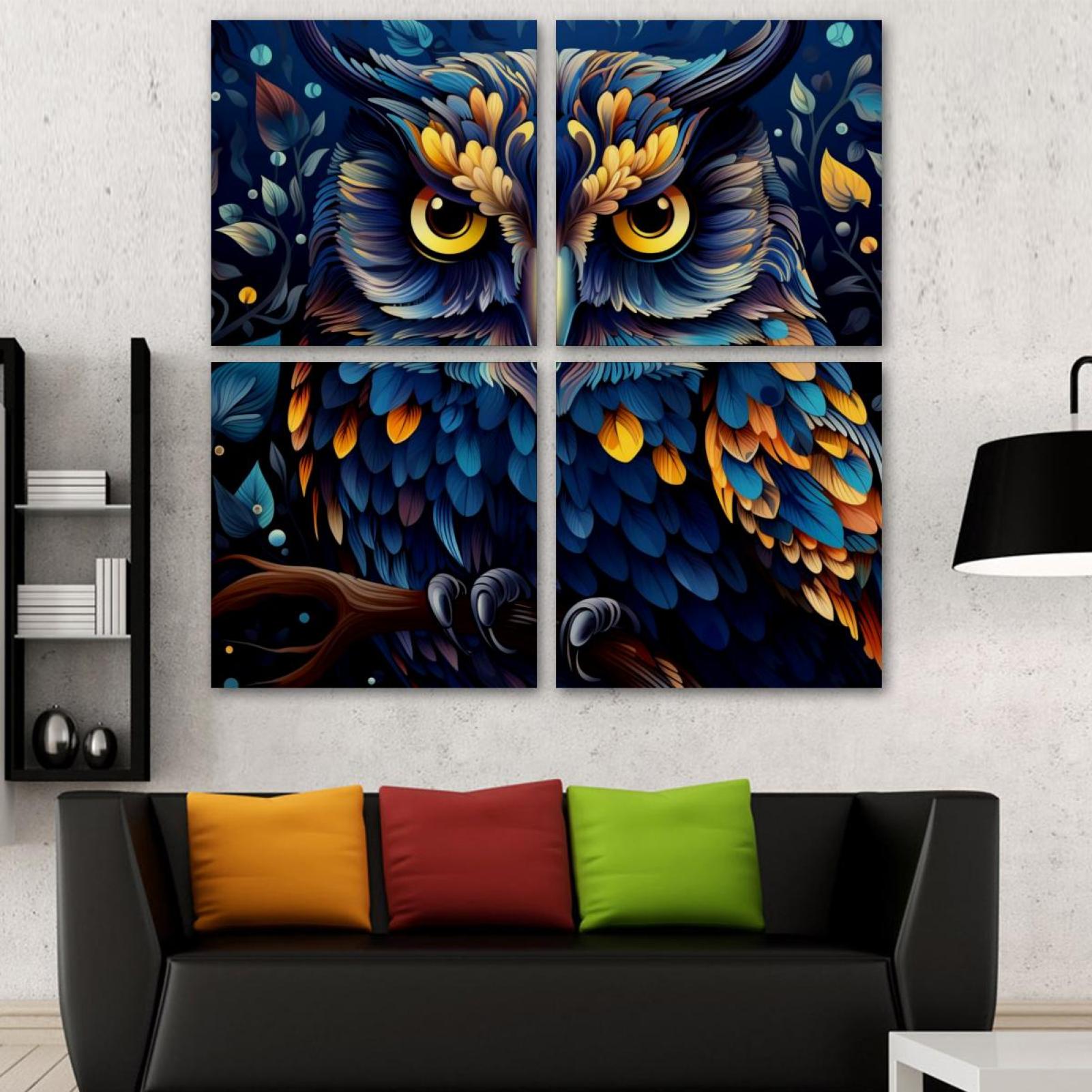 OWNSERIES Nighthawk Pattern 4PC Frameless Canvas Wall Art Paintings for ...
