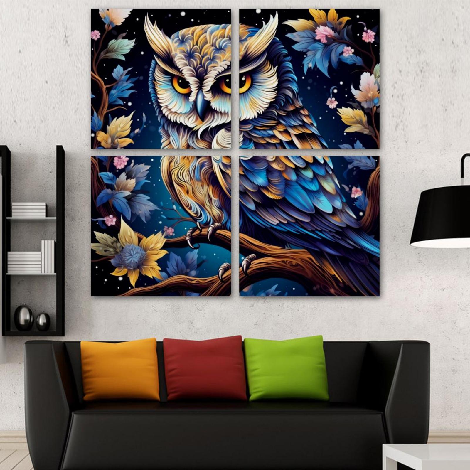 OWNSERIES Nighthawk Pattern 4PC Frameless Canvas Wall Art Paintings for ...