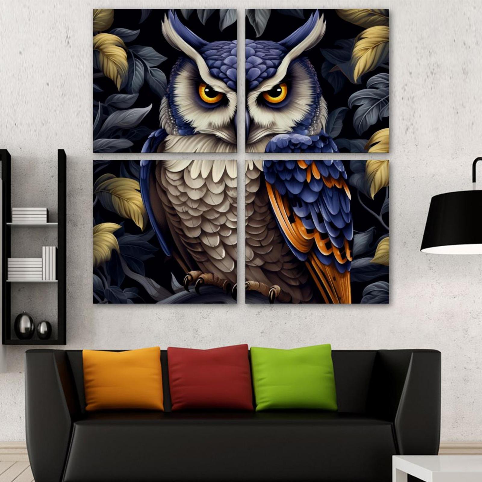 OWNSERIES Nighthawk Pattern 4PC Frameless Canvas Wall Art Paintings for ...