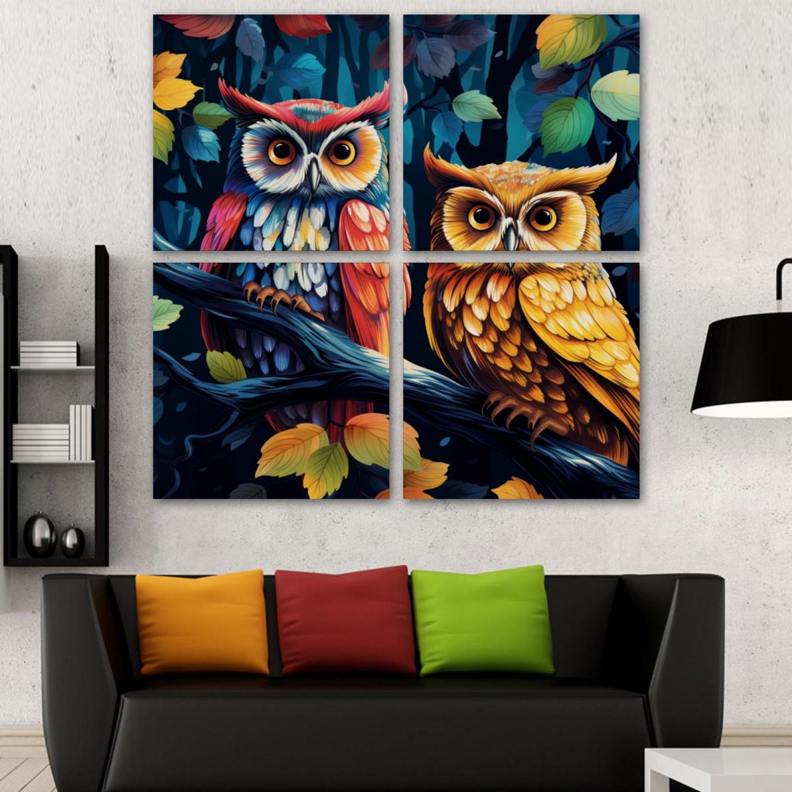 OWNSERIES Nighthawk Pattern 4PC Frameless Canvas Wall Art Paintings for ...