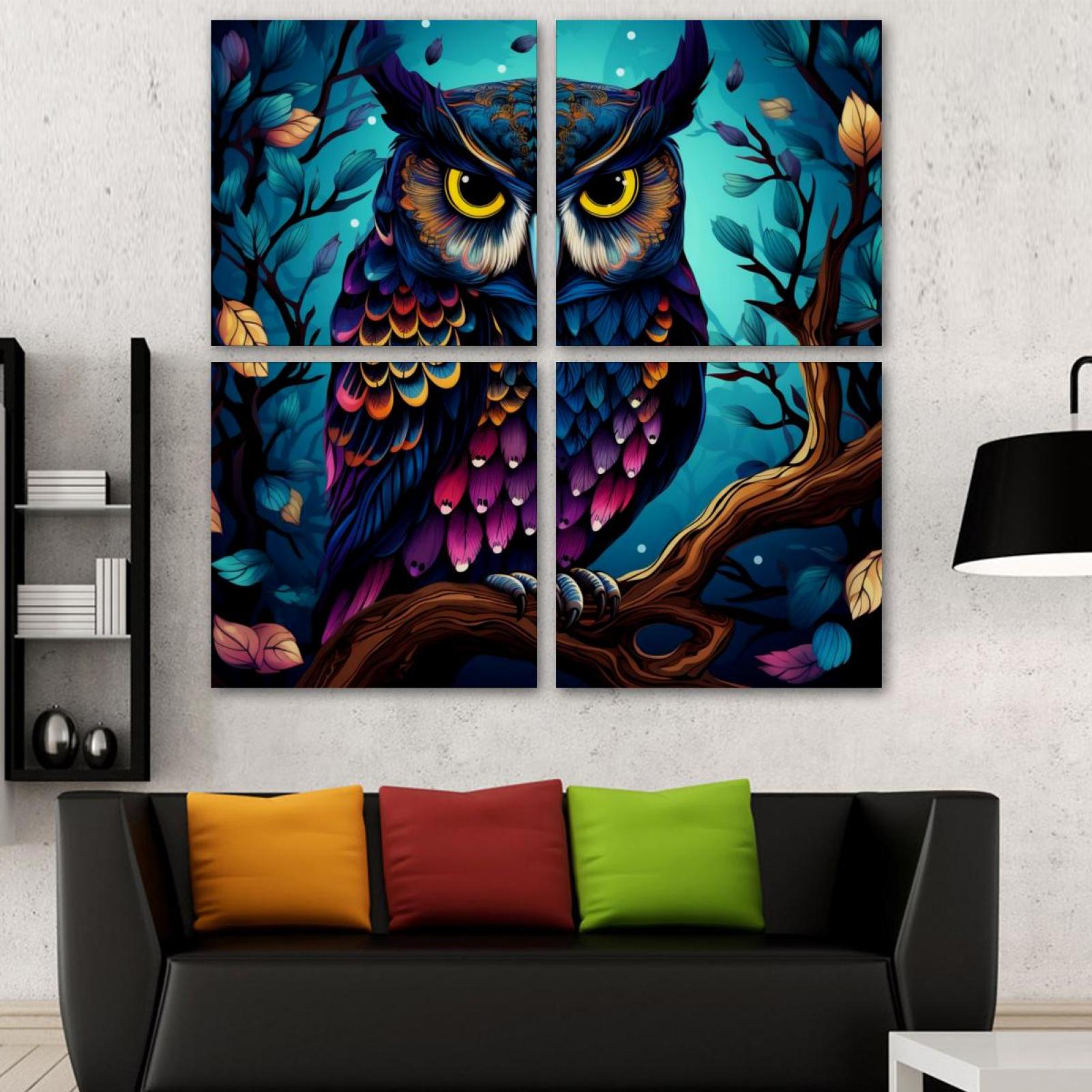 OWNSERIES Nighthawk Pattern 4PC Frameless Canvas Wall Art Paintings for ...