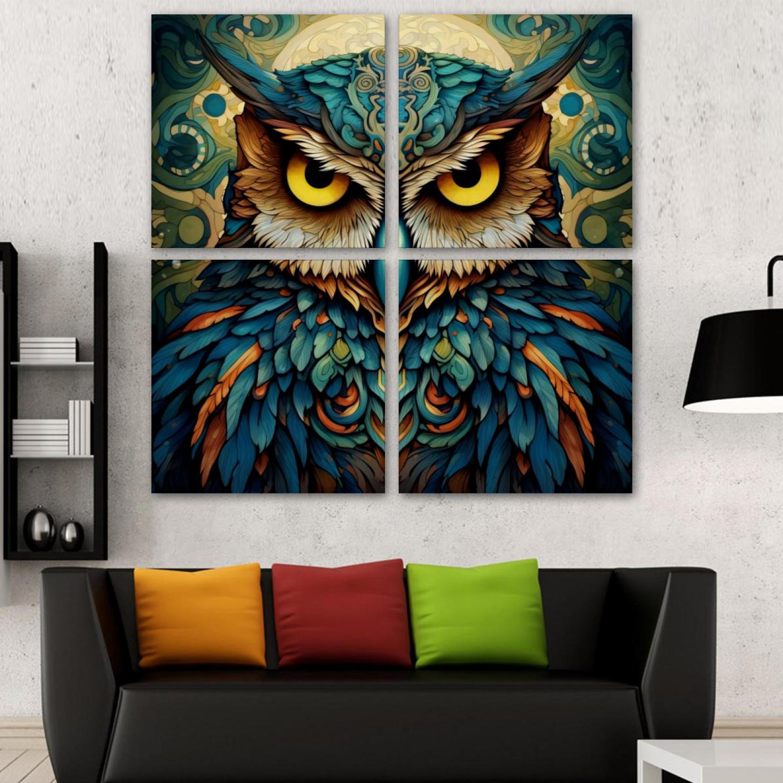 OWNSERIES Nighthawk Pattern 4PC Frameless Canvas Wall Art Paintings for ...