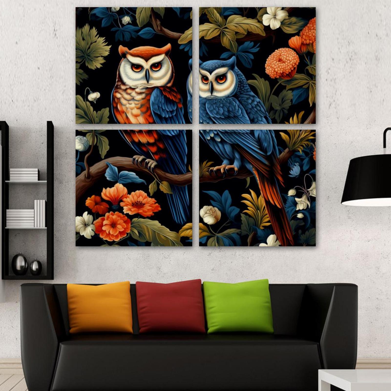 OWNSERIES Nighthawk Pattern 4PC Frameless Canvas Wall Art Paintings for ...