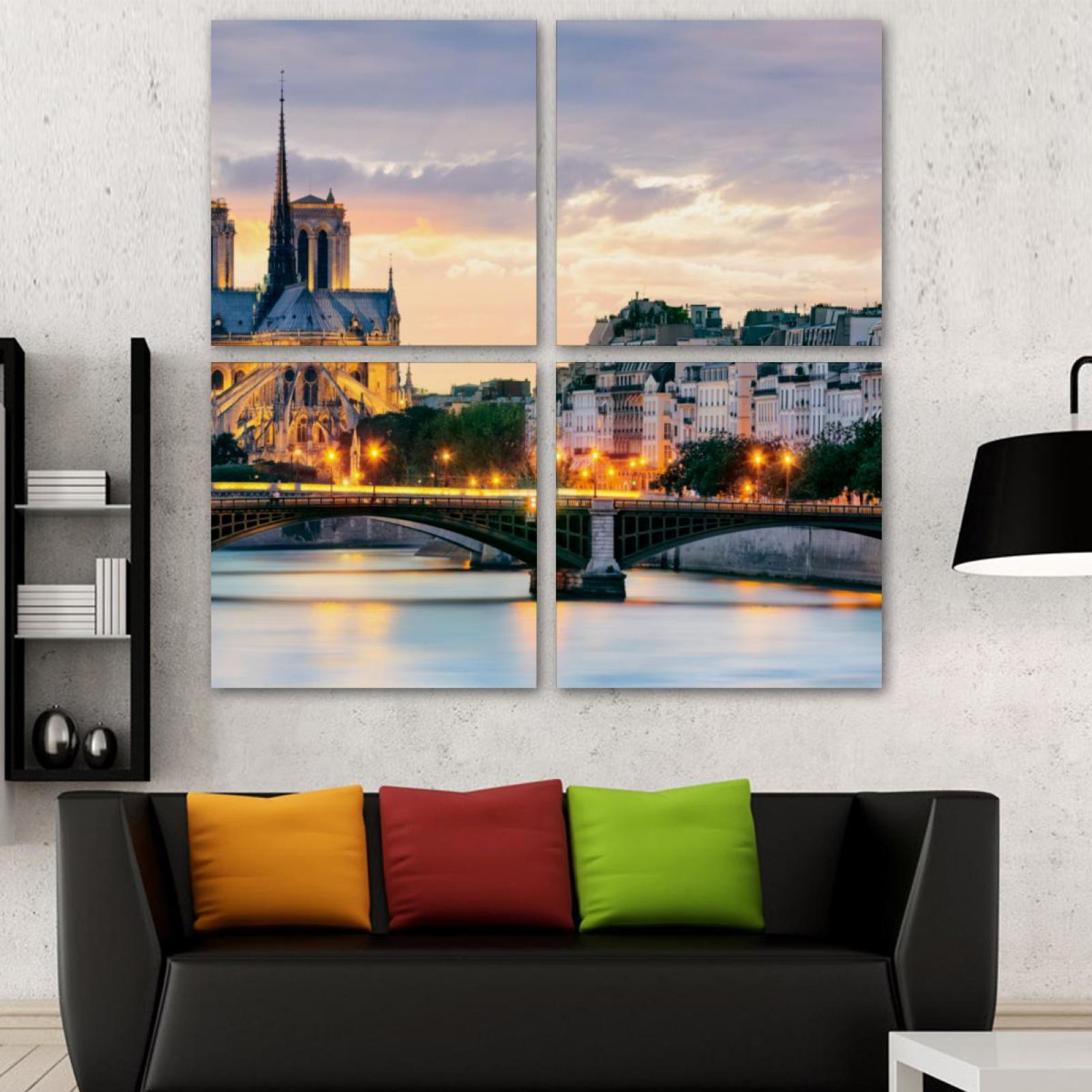OWNSERIES Notre Dame Paris Pattern 4PC Frameless Canvas Wall Art ...