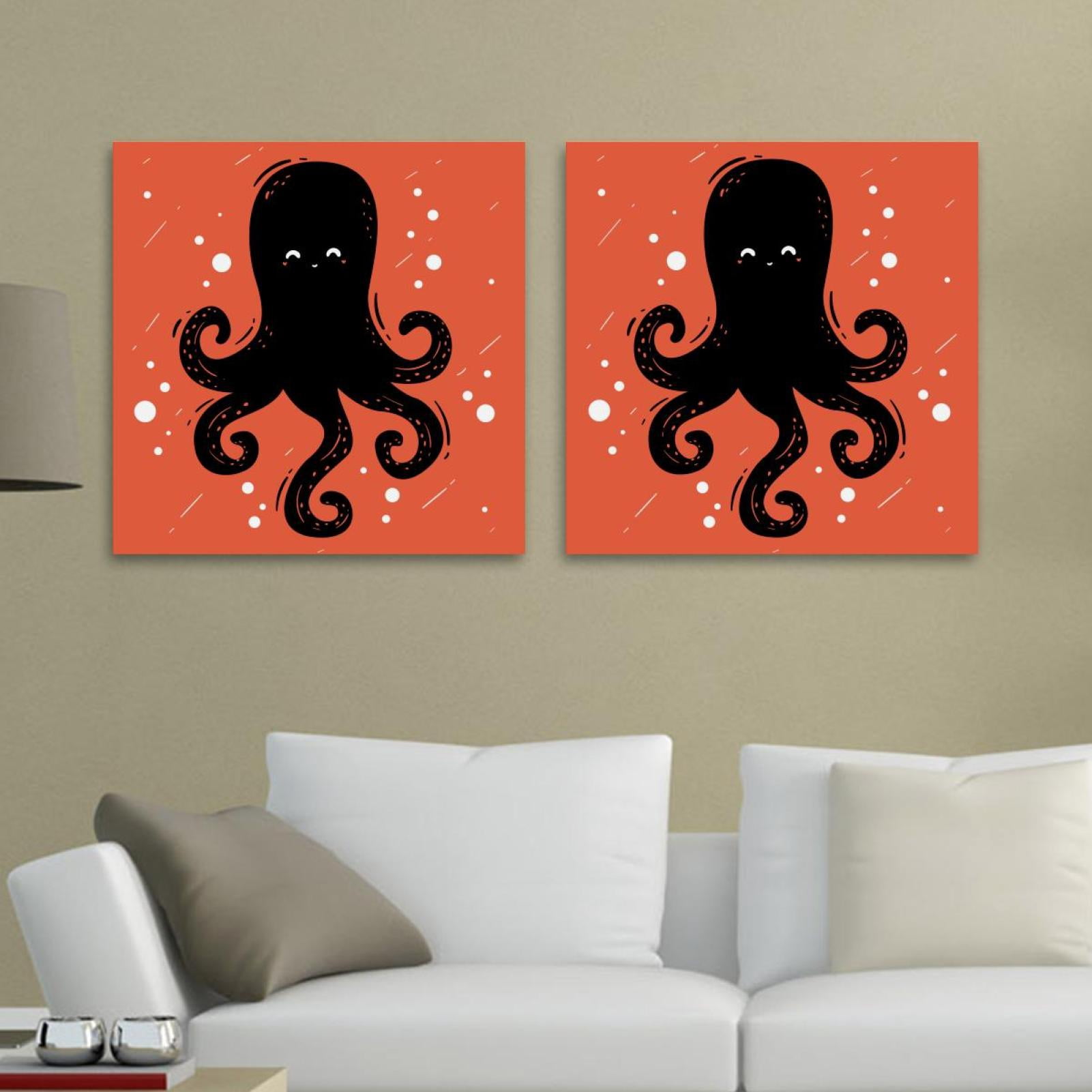 OWNSERIES Octopus Cute Pattern 2PC Canvas Wall Art Paintings for Living ...