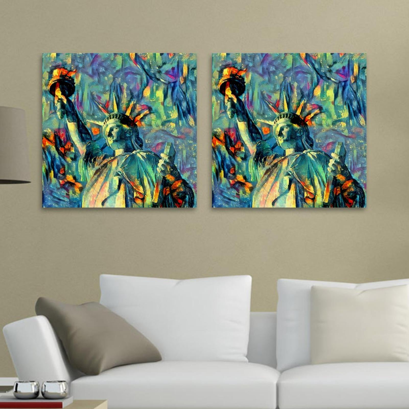 OWNSERIES Oil Painting Statue of Liberty Pattern 2PC Canvas Wall Art ...
