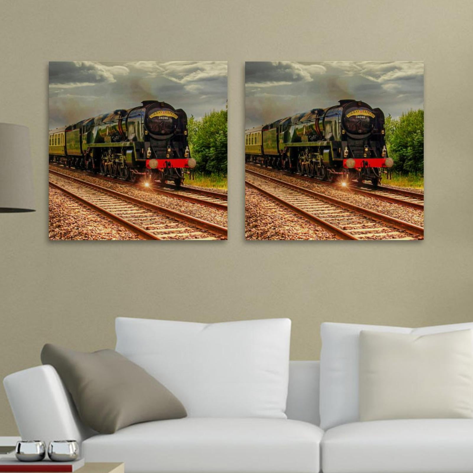 OWNSERIES Old Train Steam Locomotive Pattern 2PC Canvas Wall Art ...