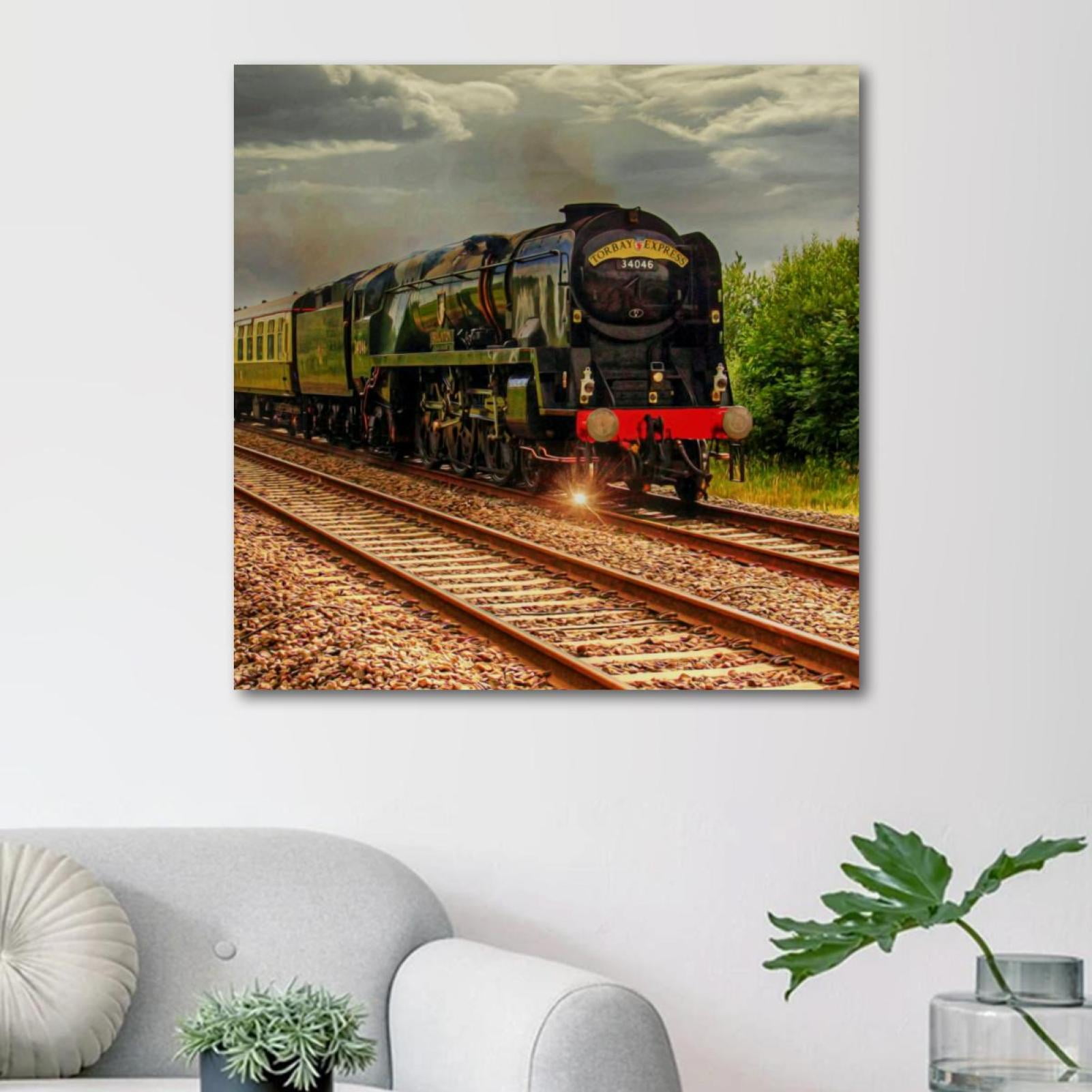 OWNSERIES Old Train Steam Locomotive Pattern Canvas Wall Art Paintings ...