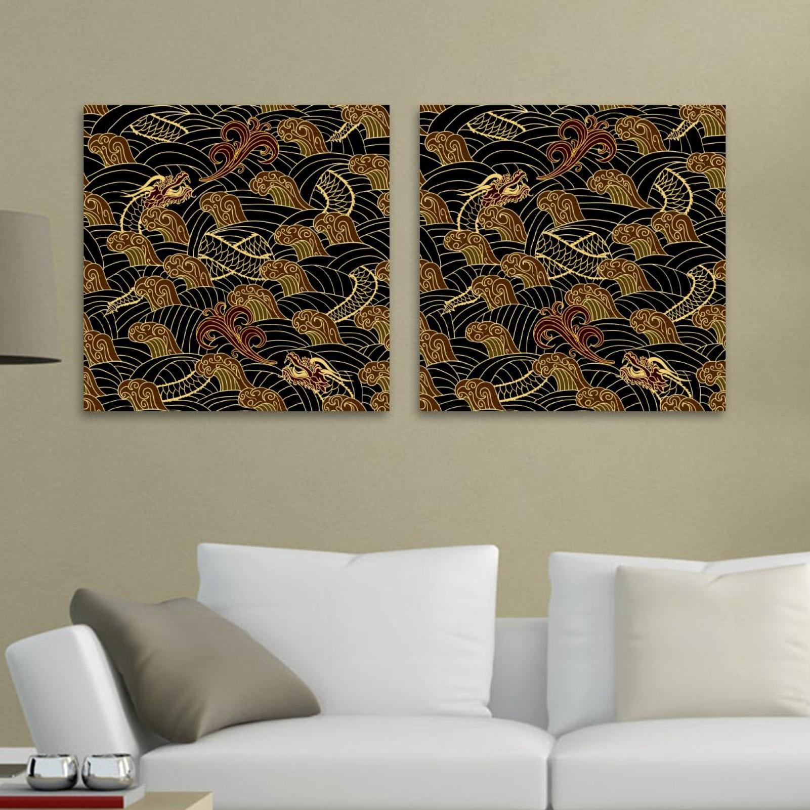 OWNSERIES Oriental Traditional Seamless Pattern 2PC Canvas Wall Art ...