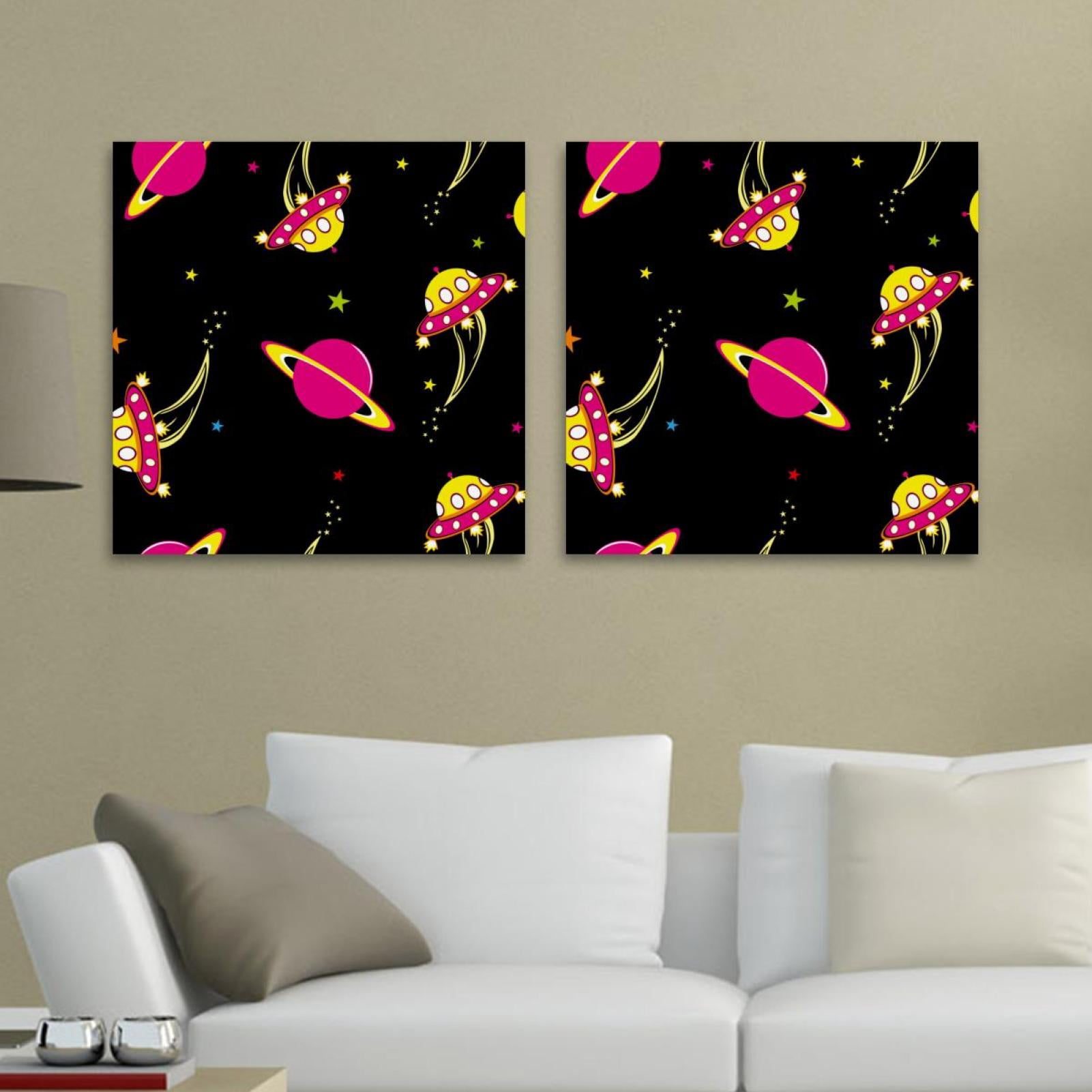 OWNSERIES Outer Space Planet Stars Pattern 2PC Canvas Wall Art ...