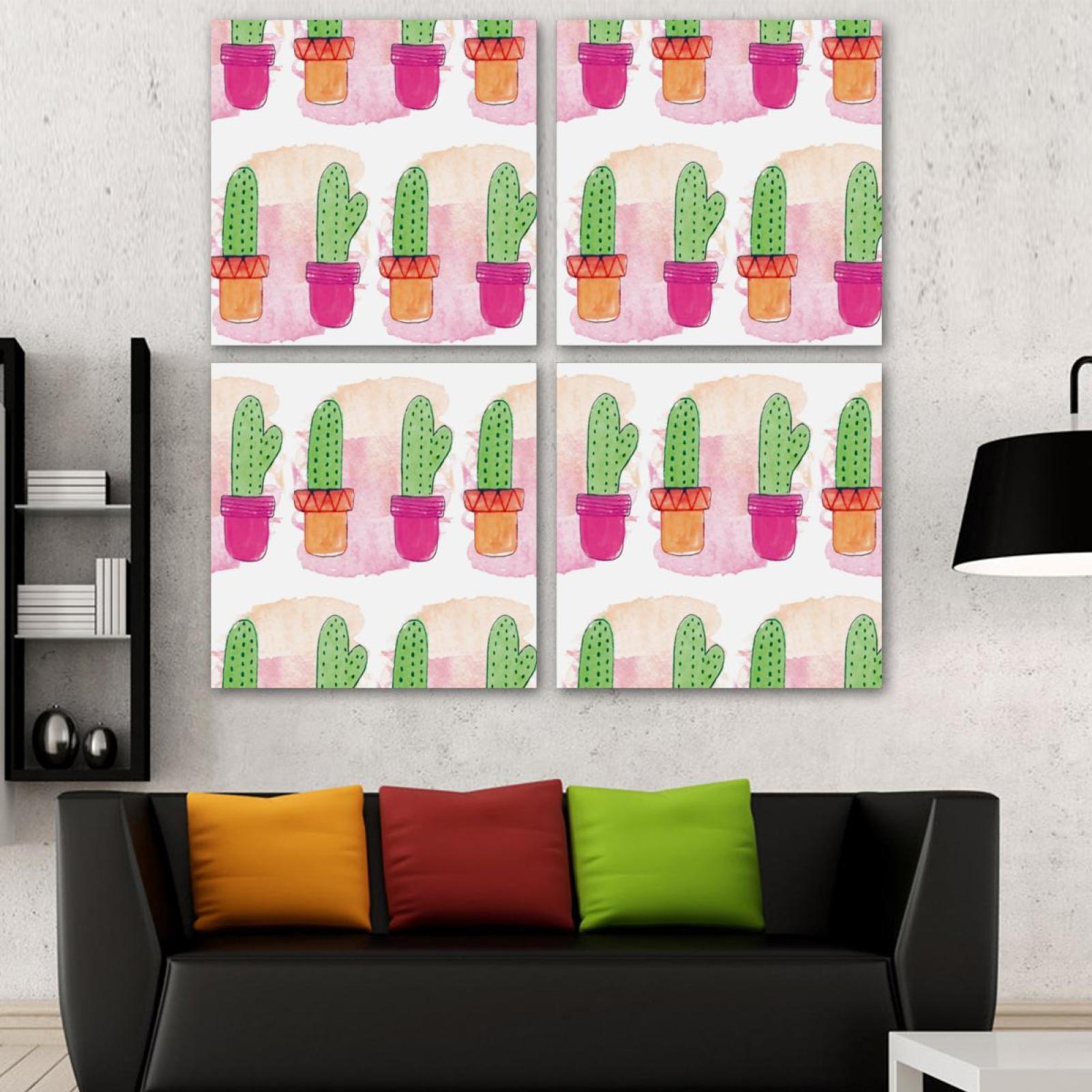 OWNSERIES Paint Cactus Potted Plant Pattern Pattern 4PC Frameless ...