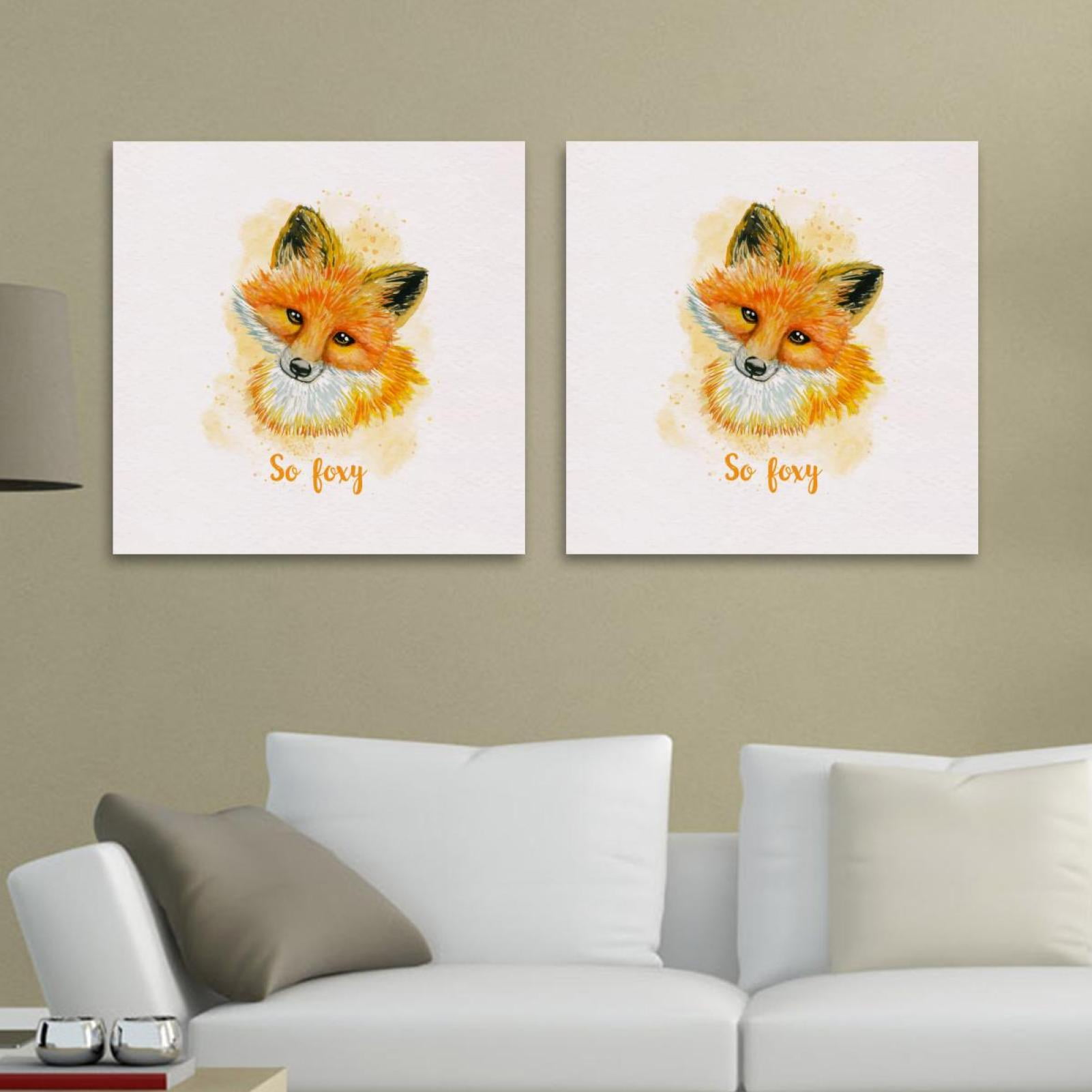 OWNSERIES Painted Fox Pattern 2PC Canvas Wall Art Paintings for Living ...