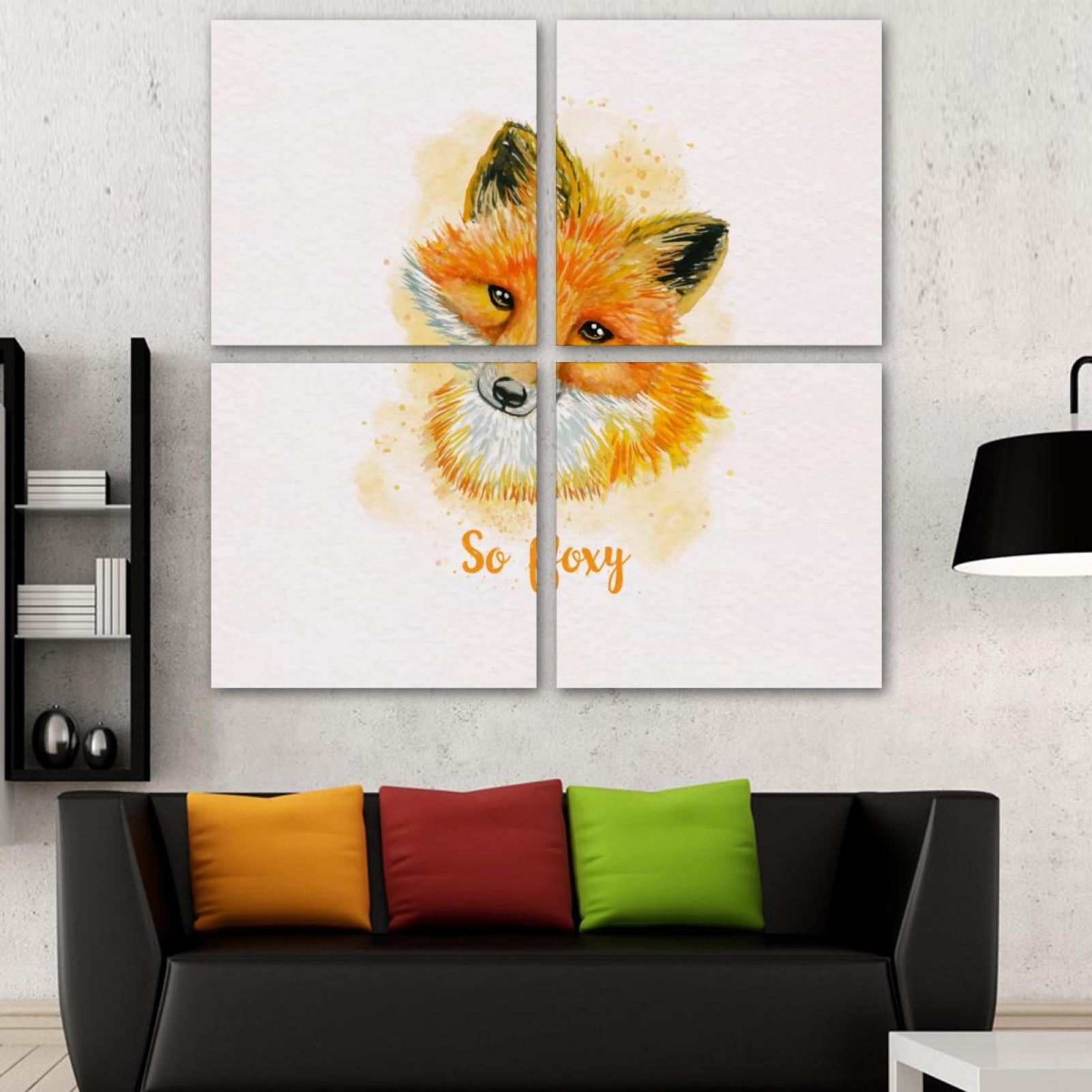 OWNSERIES Painted Fox Pattern 4PC Frameless Canvas Wall Art Paintings ...