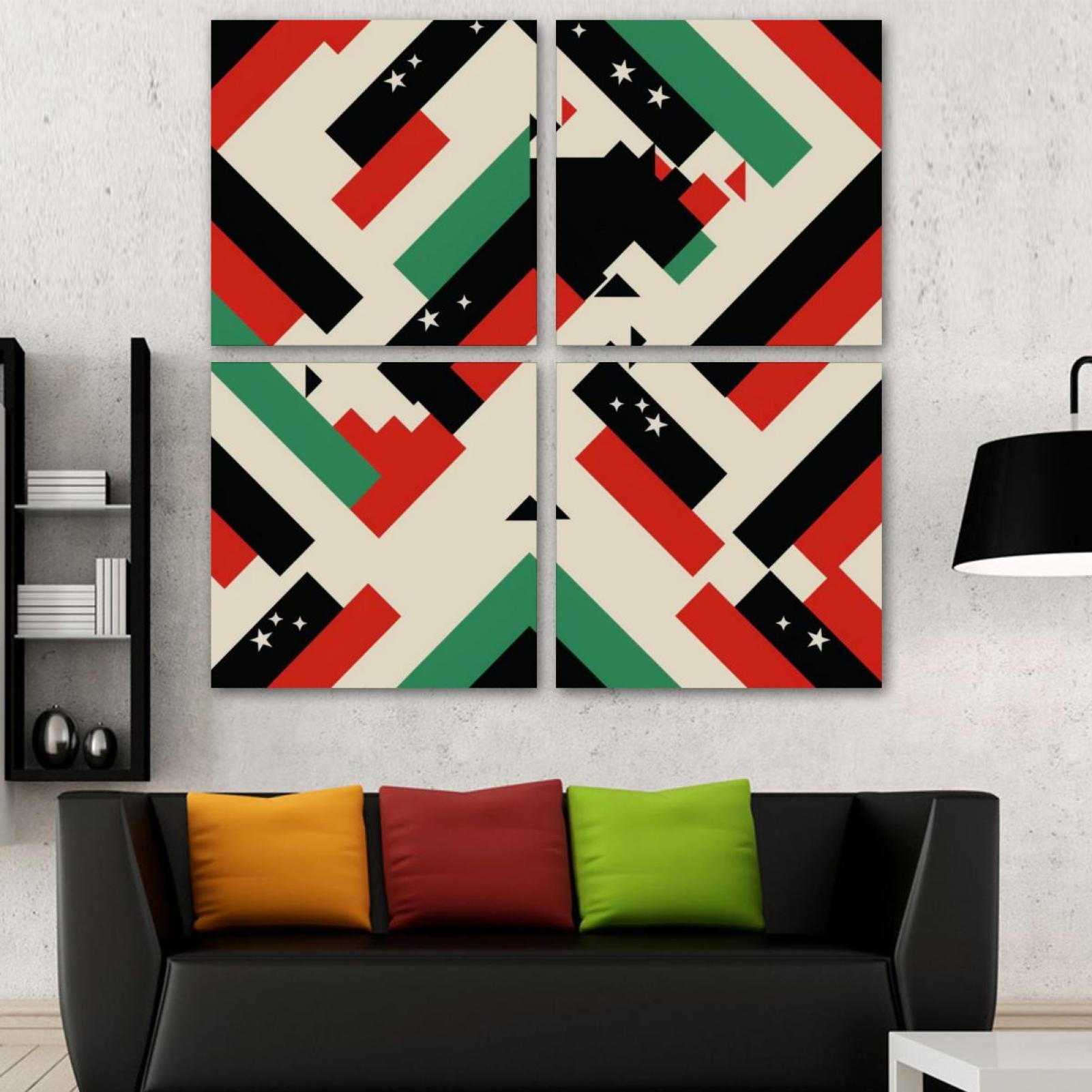 OWNSERIES Palestine Flag Pattern Pattern 4PC Frameless Canvas Wall Art ...