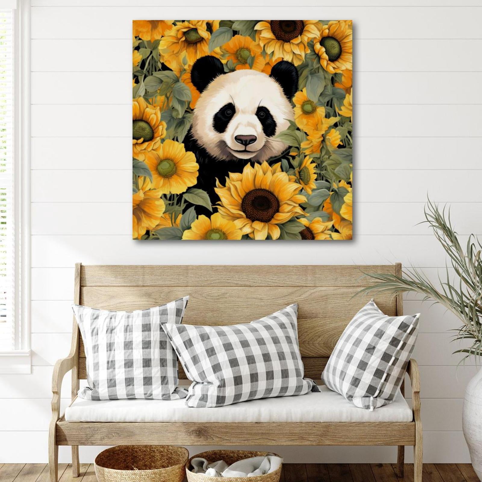 OWNSERIES Panda Among Sunflowers Pattern Canvas Wall Art Paintings for ...