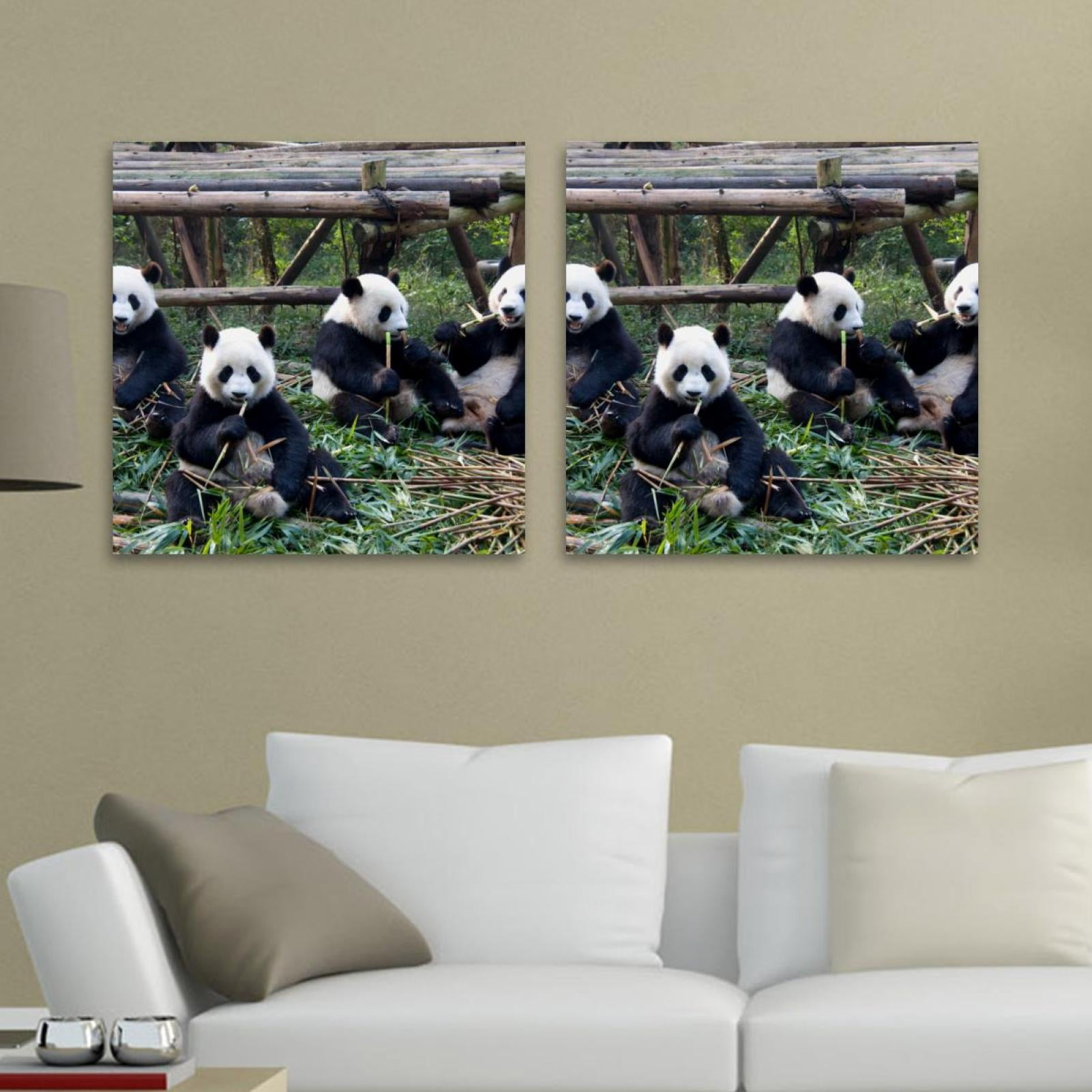 OWNSERIES Panda Cute Pattern 2PC Canvas Wall Art Paintings for Living ...