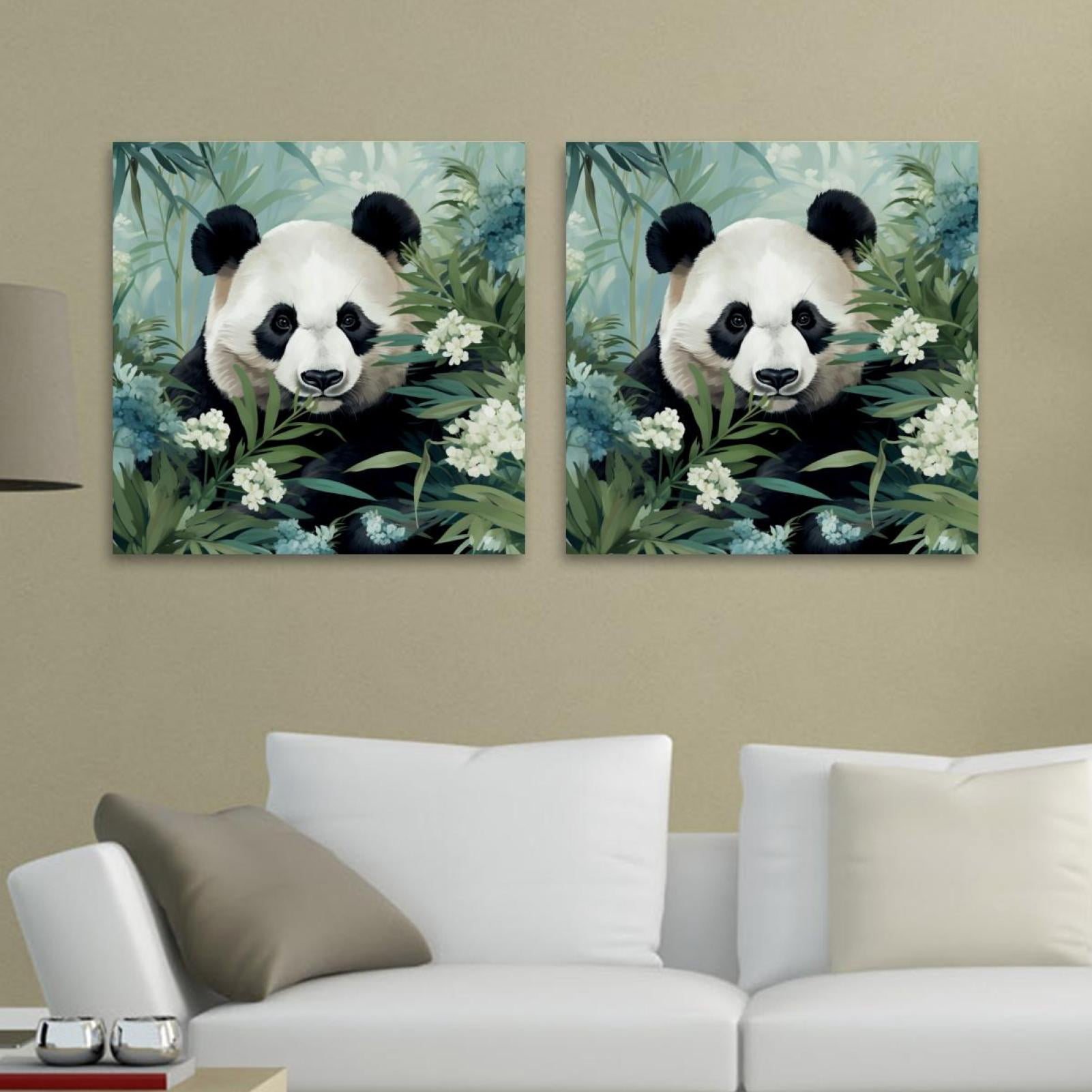 OWNSERIES Panda Pattern 2PC Canvas Wall Art Paintings for Living Room ...