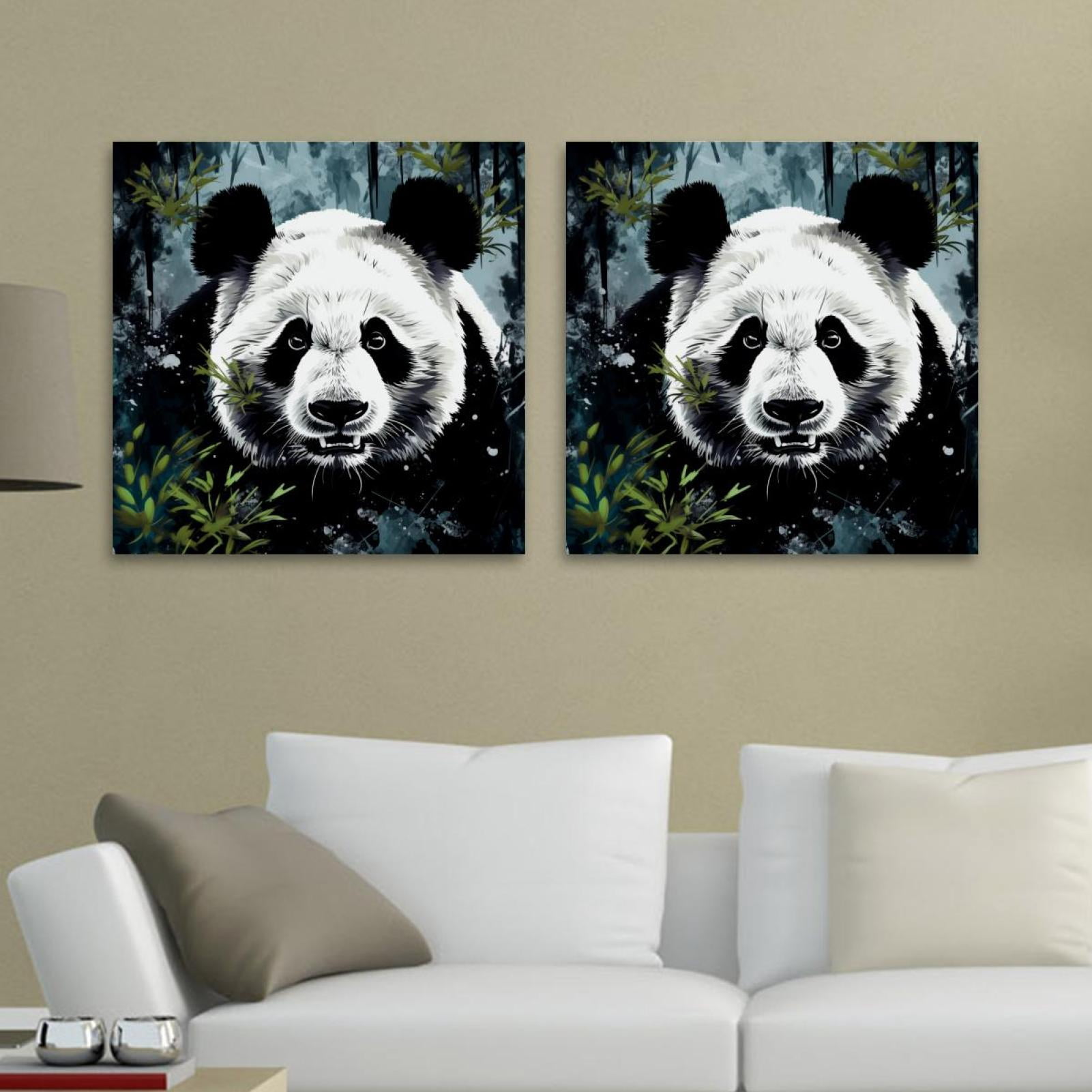 OWNSERIES Panda Pattern 2PC Canvas Wall Art Paintings for Living Room ...