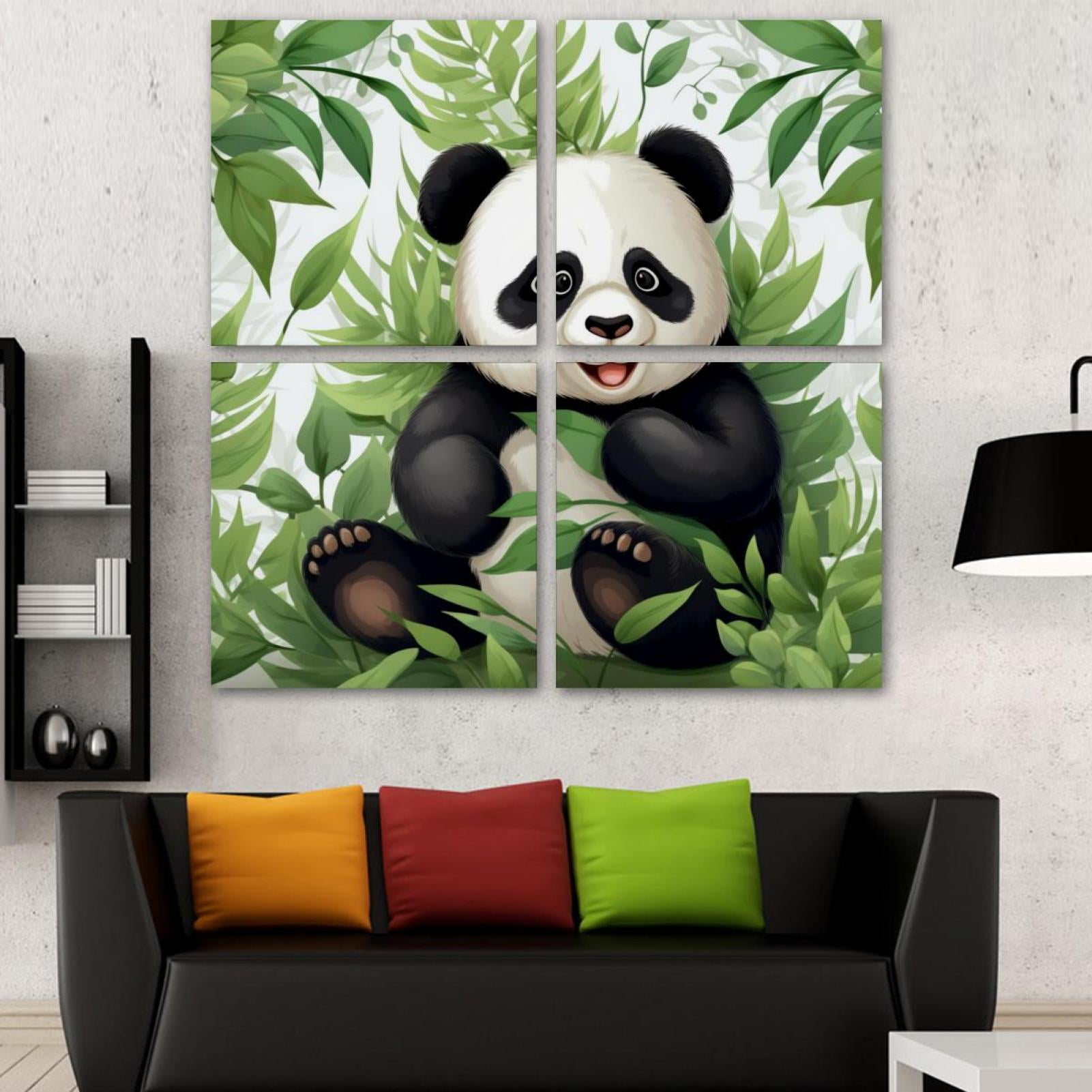 OWNSERIES Panda Pattern Pattern 4PC Frameless Canvas Wall Art Paintings ...
