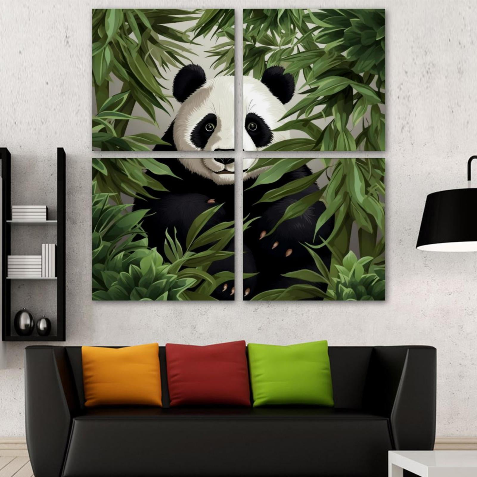 OWNSERIES Panda Pattern Pattern 4PC Frameless Canvas Wall Art Paintings ...