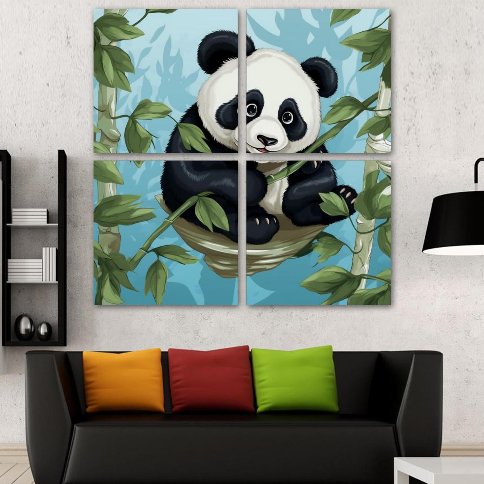 OWNSERIES Panda Pattern Pattern 4PC Frameless Canvas Wall Art Paintings ...