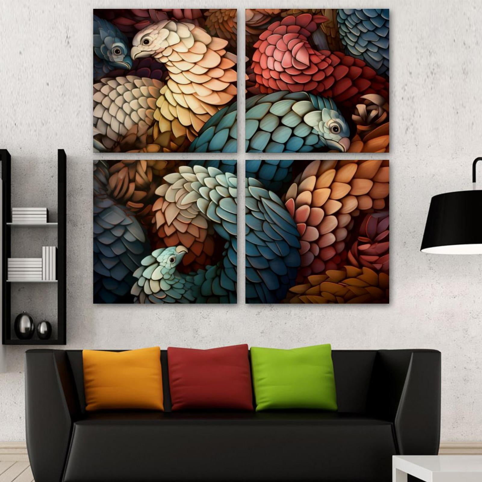 OWNSERIES Pangolin Pattern 4PC Frameless Canvas Wall Art Paintings for ...