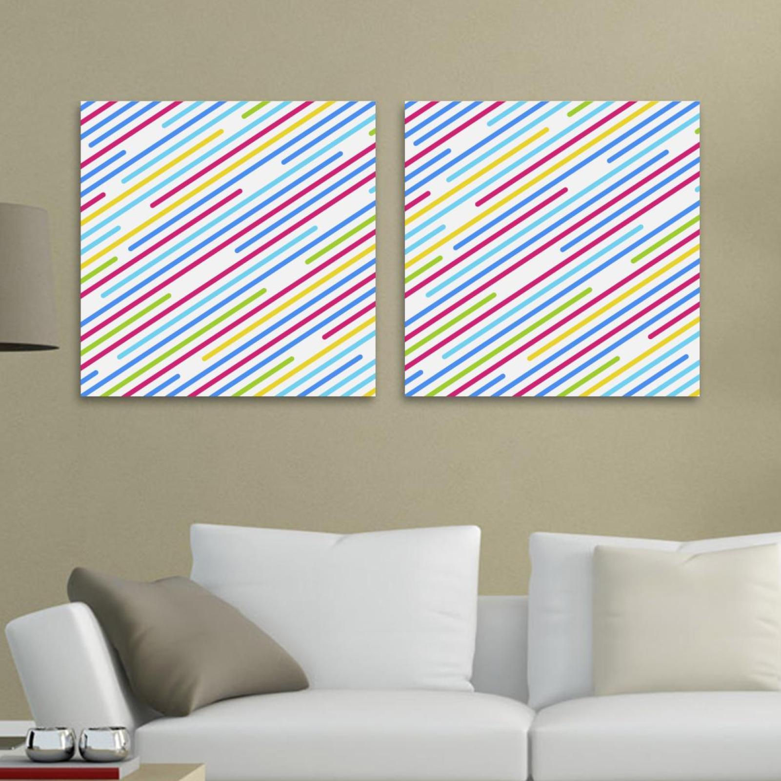 OWNSERIES Parallel Colorful Lines Pattern 2PC Canvas Wall Art Paintings for Living Room Canvas ...