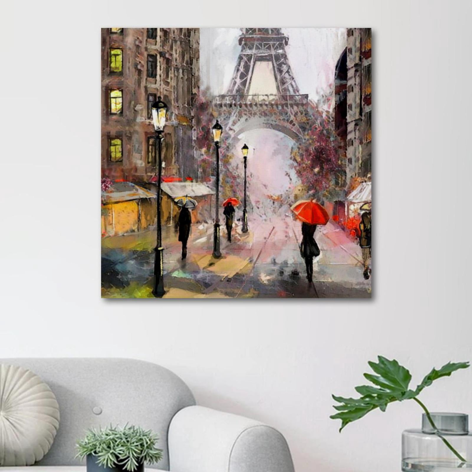 OWNSERIES Paris Eiffel Tower Oil Painting Pattern Canvas Wall Art ...