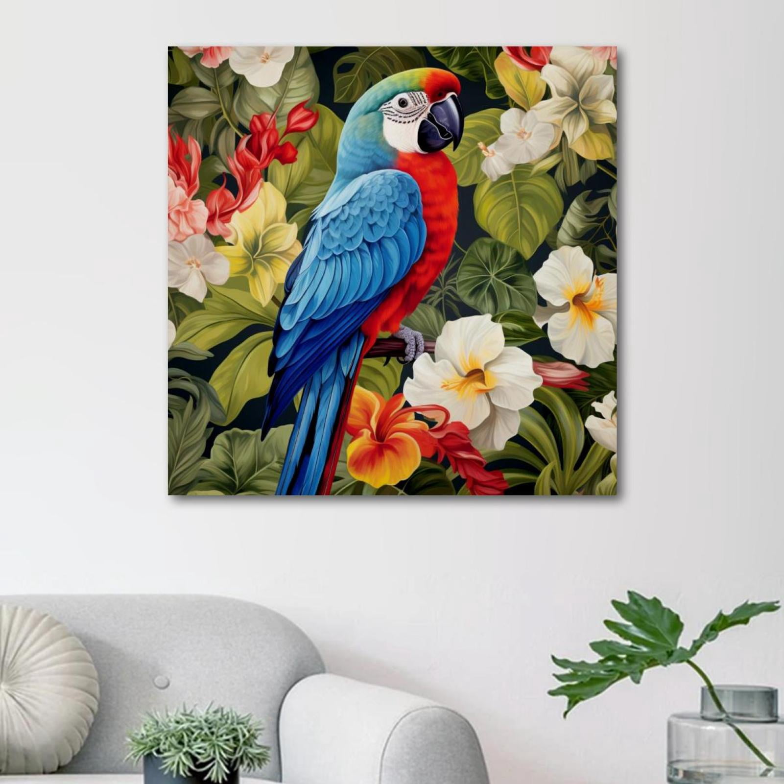 OWNSERIES Parrot Pattern Canvas Wall Art Paintings for Living Room ...