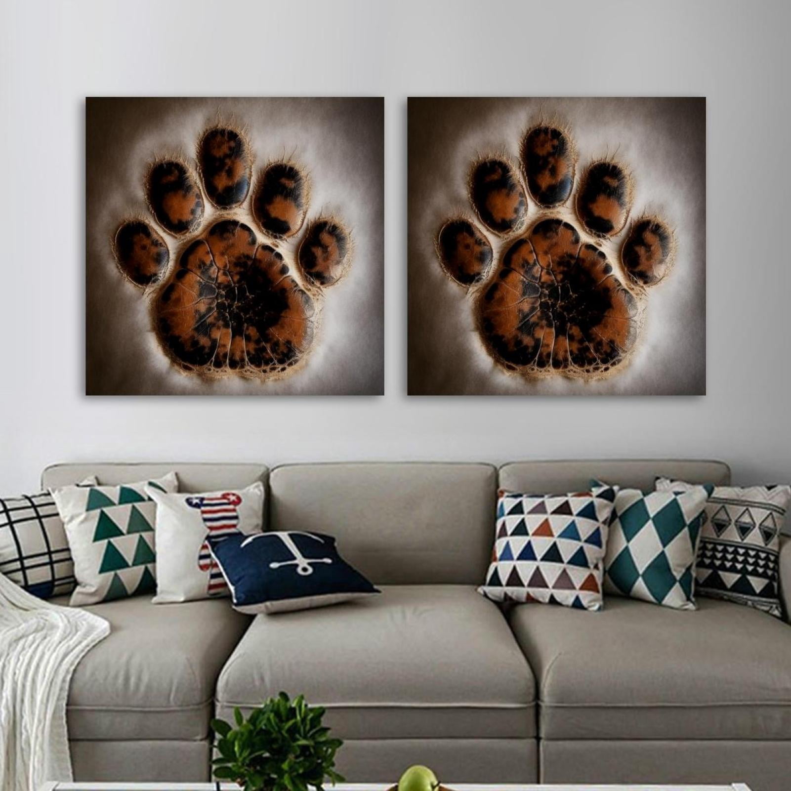 OWNSERIES Paw Prints Pattern 2PC Canvas Wall Art Paintings for Living ...