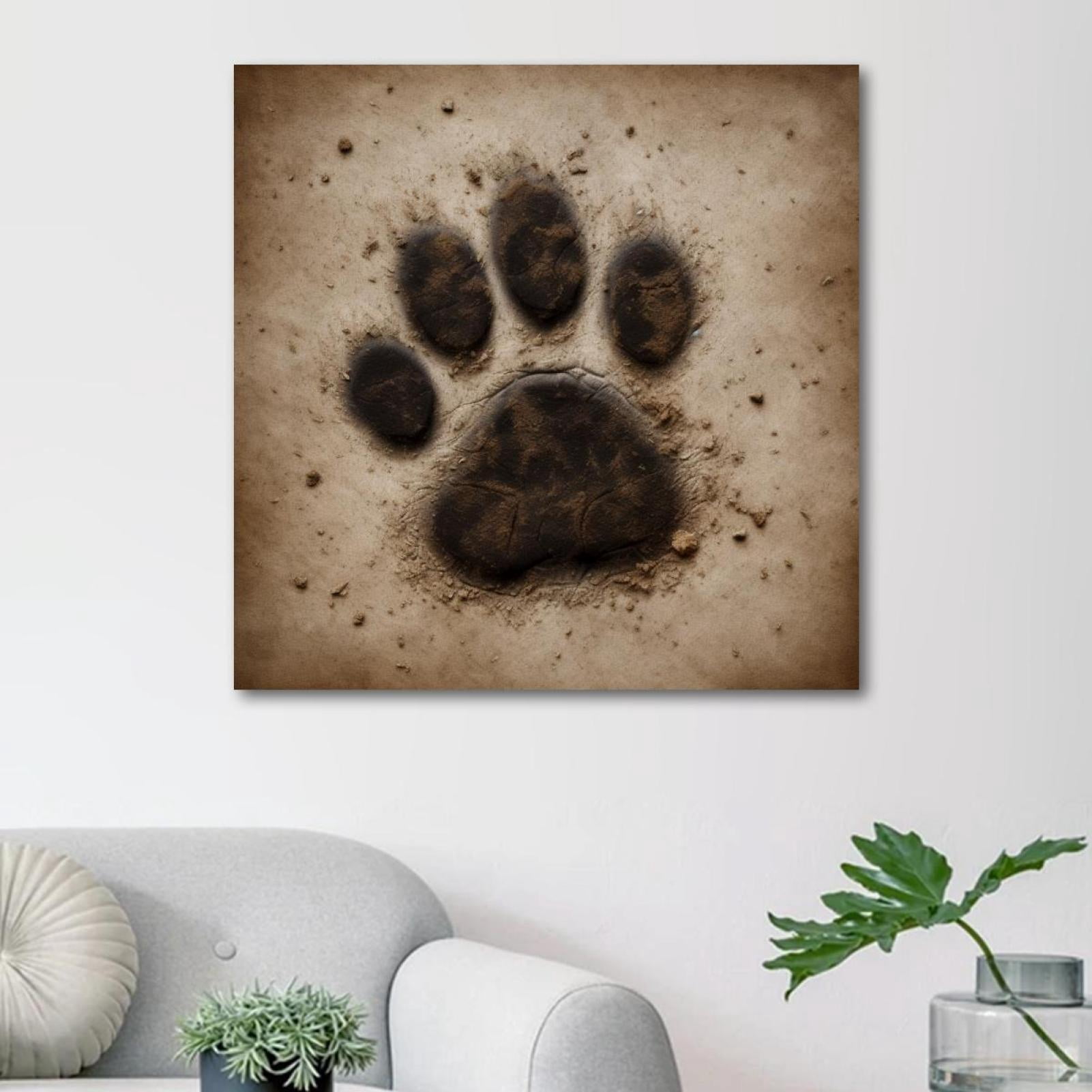 OWNSERIES Paw Prints Pattern Canvas Wall Art Paintings for Living Room ...