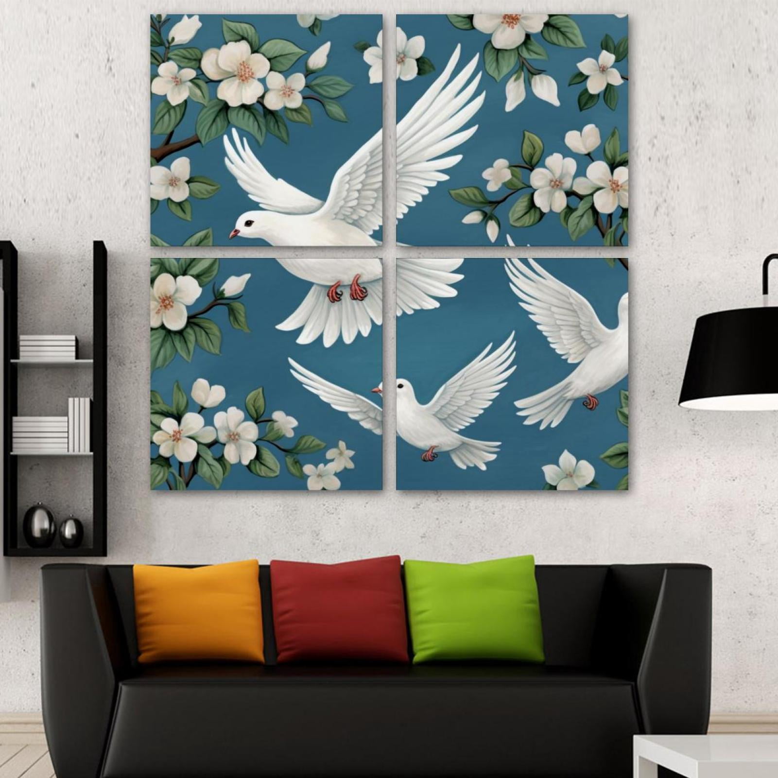 OWNSERIES Peace Dove Pattern Pattern 4PC Frameless Canvas Wall Art ...