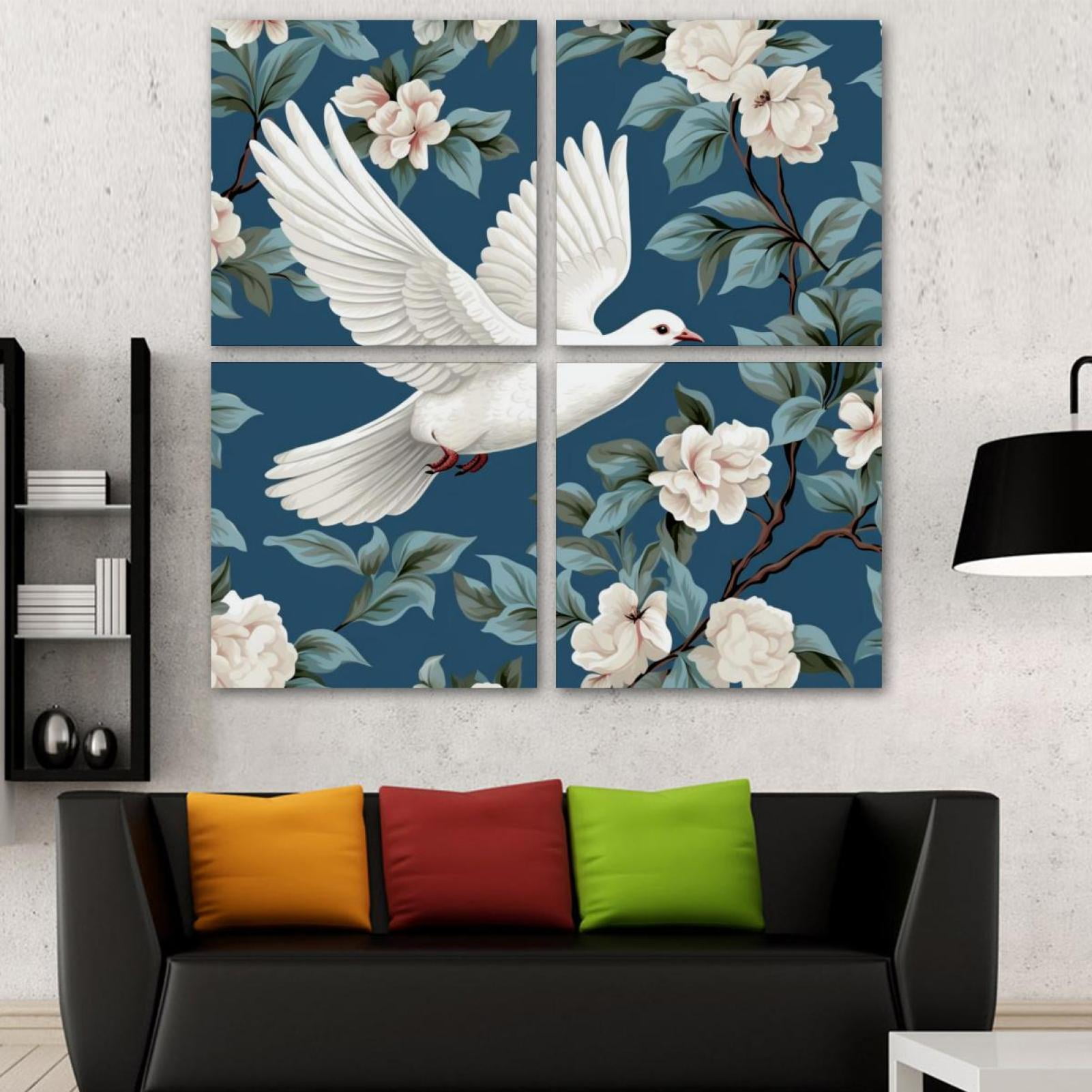 OWNSERIES Peace Dove Pattern Pattern 4PC Frameless Canvas Wall Art ...