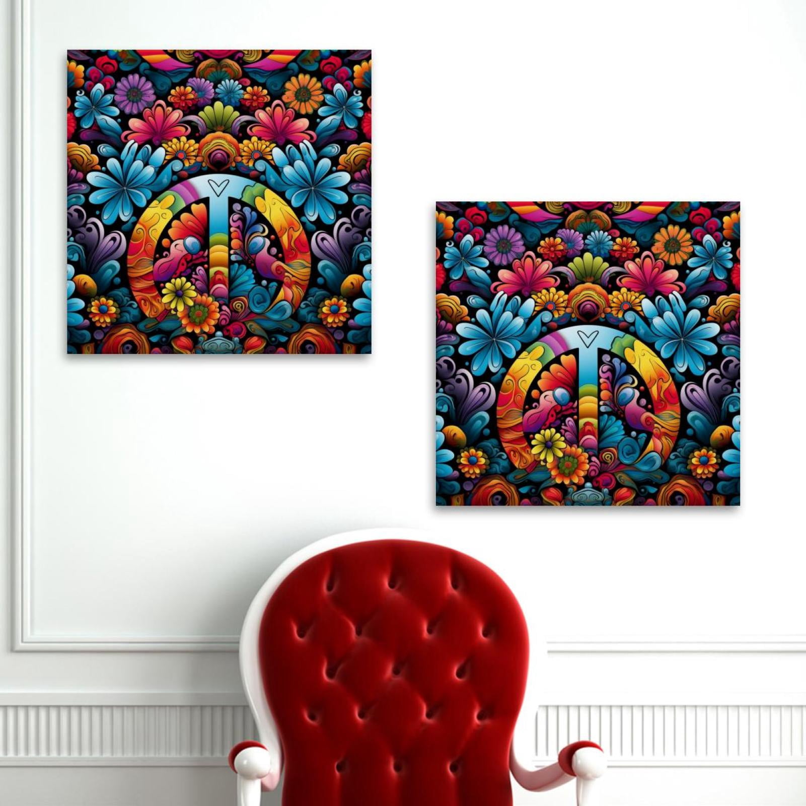 OWNSERIES Peace Pattern 2PC Canvas Wall Art Paintings for Living Room ...