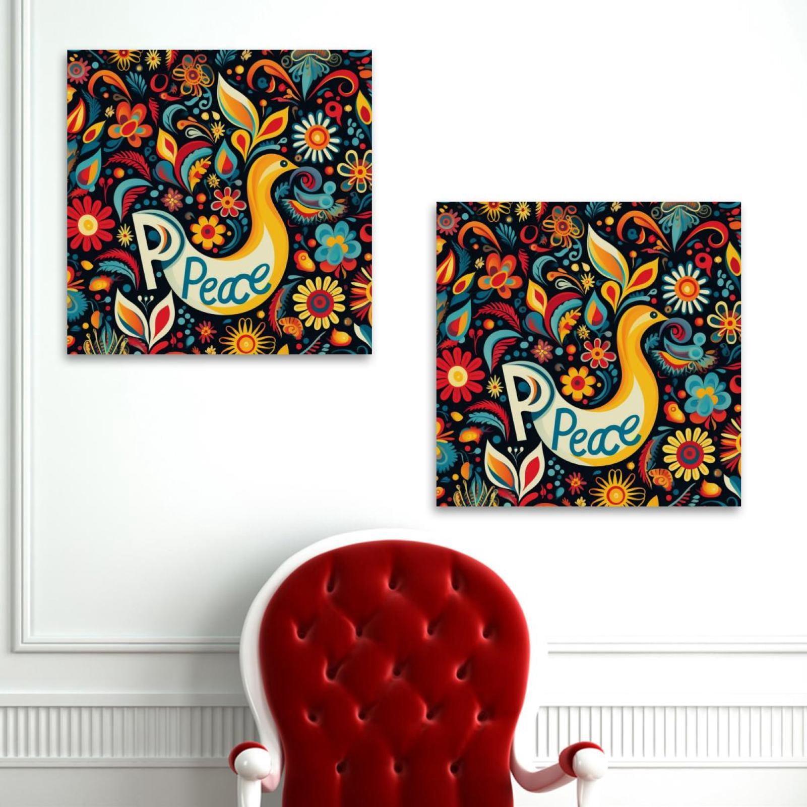 OWNSERIES Peace Pattern 2PC Canvas Wall Art Paintings for Living Room ...