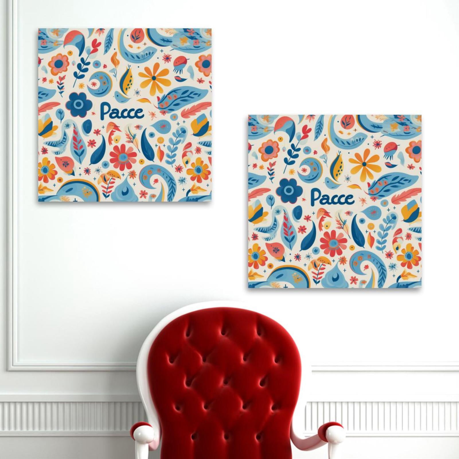 OWNSERIES Peace Pattern 2PC Canvas Wall Art Paintings for Living Room ...