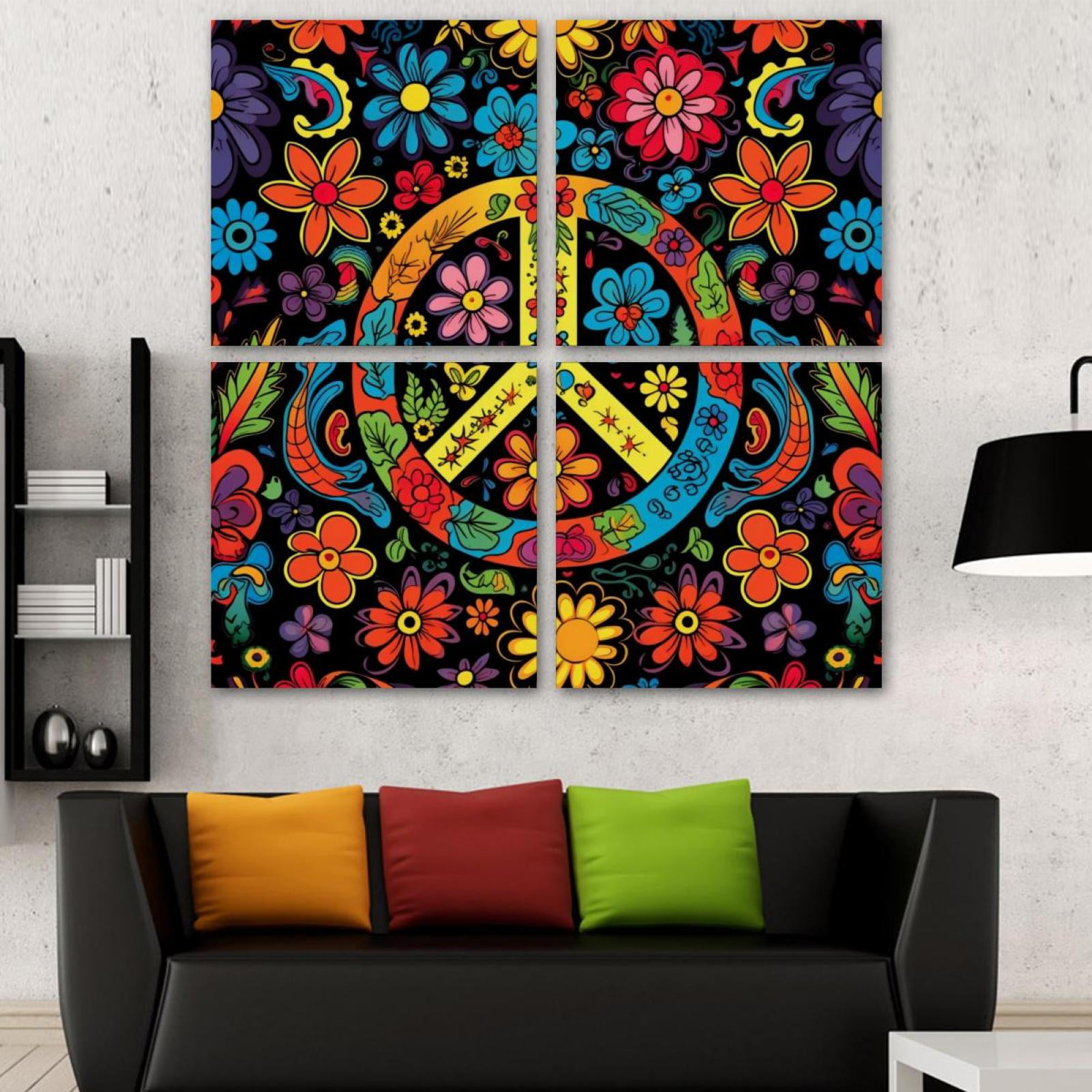 OWNSERIES Peace Pattern Pattern 4PC Frameless Canvas Wall Art Paintings ...