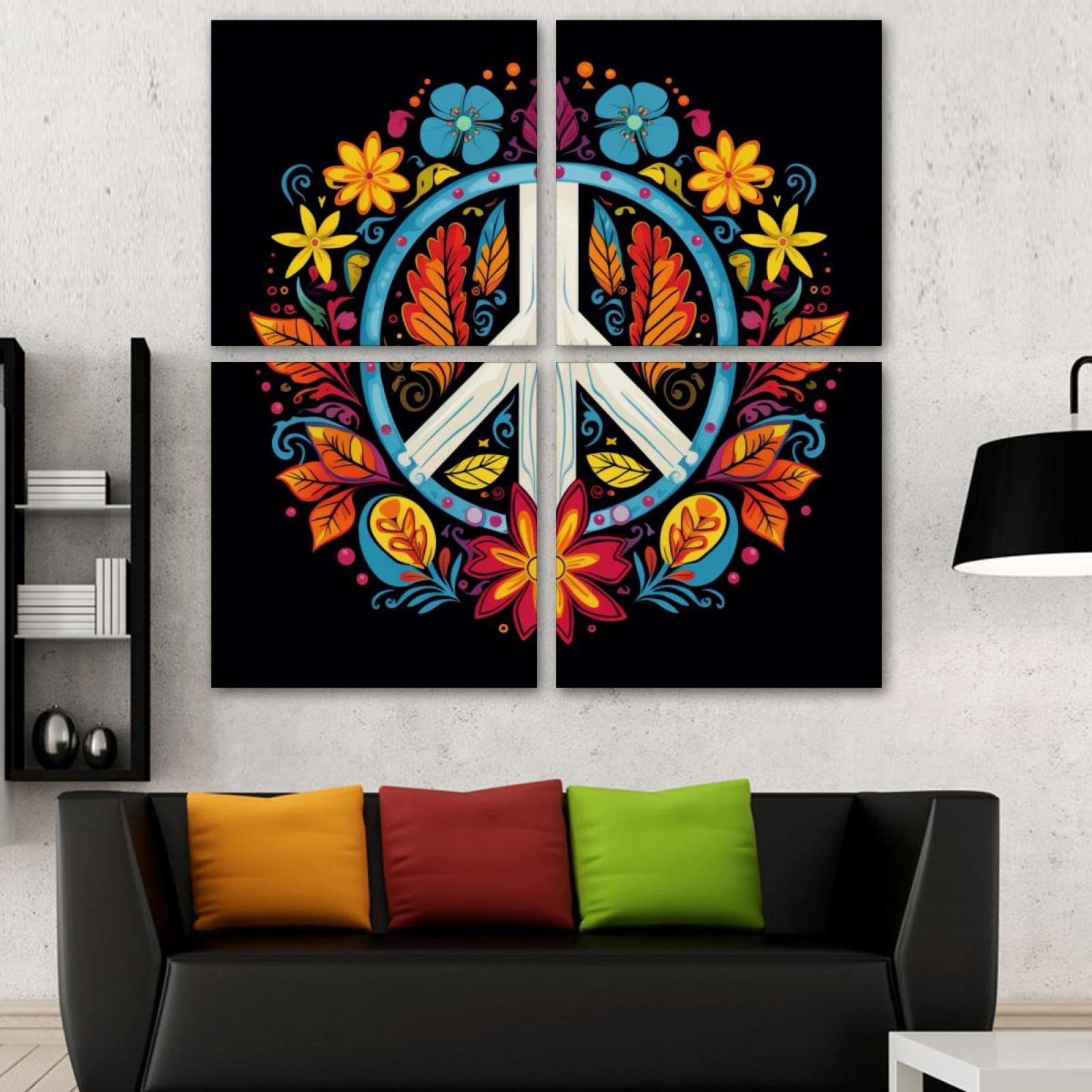 OWNSERIES Peace Pattern Pattern 4PC Frameless Canvas Wall Art Paintings ...
