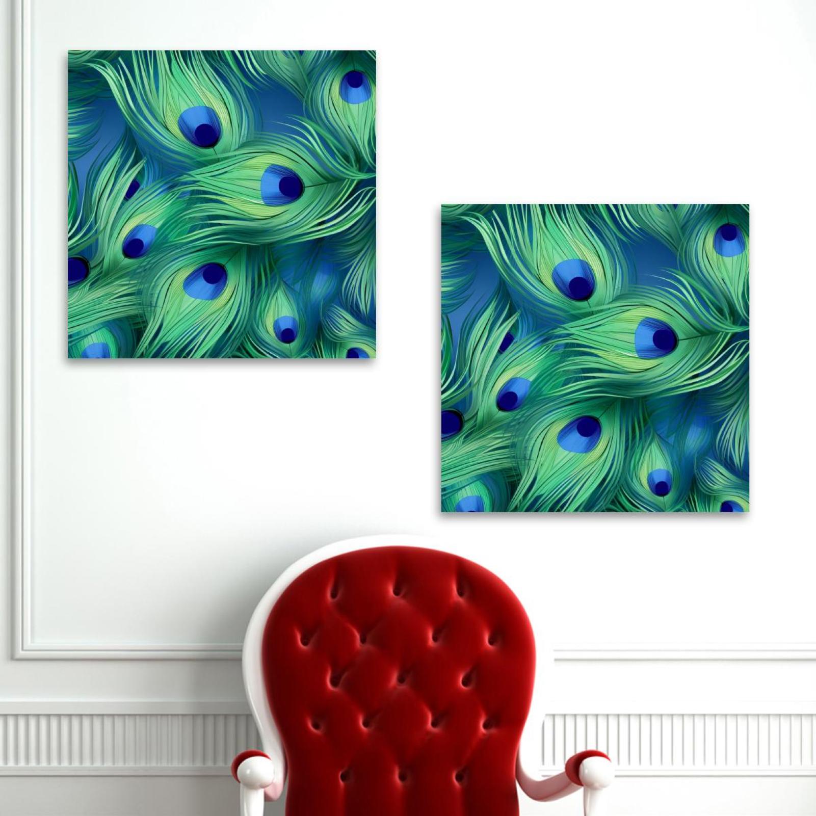 OWNSERIES Peacock Feather Pattern 2PC Canvas Wall Art Paintings for ...