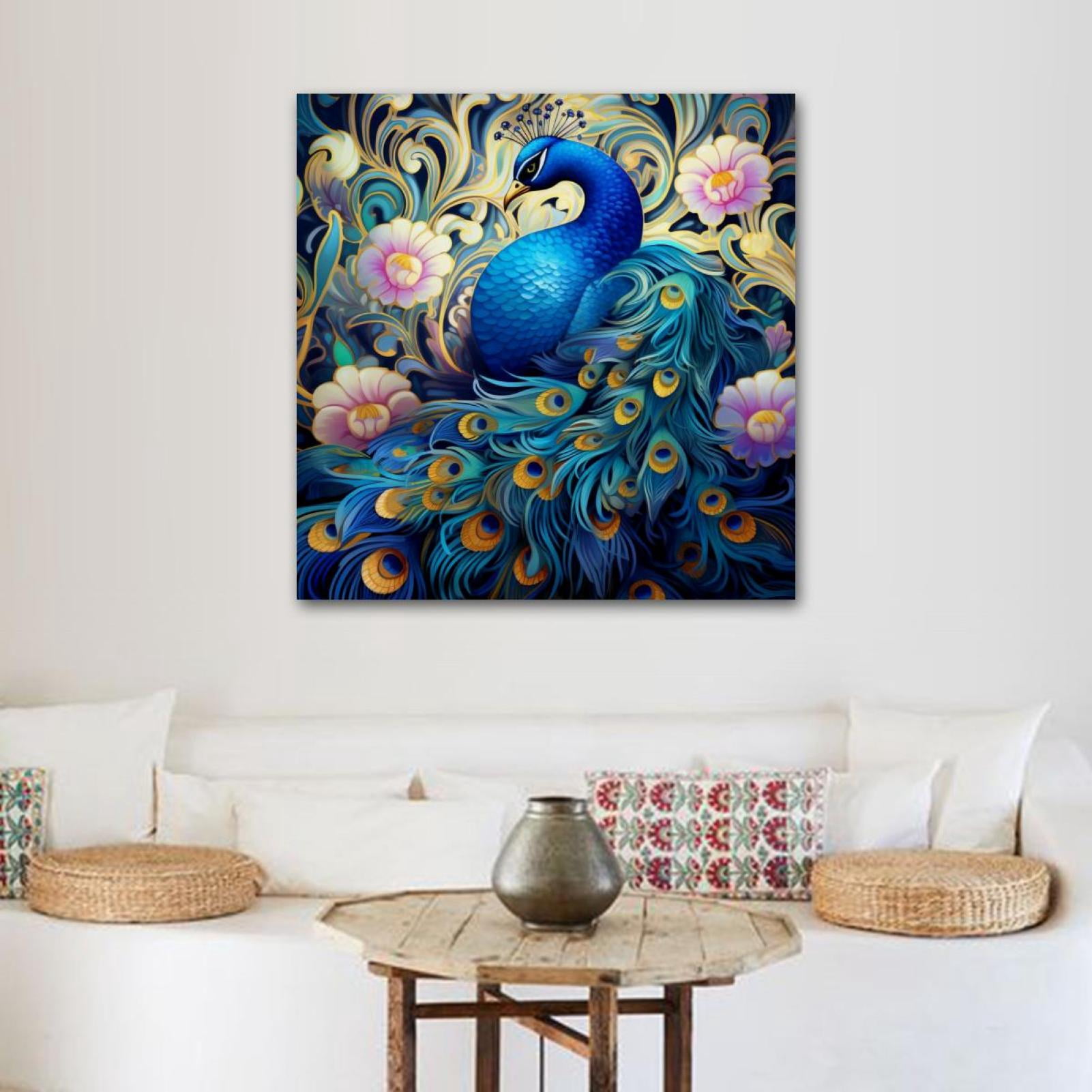 OWNSERIES Peacock Pattern Canvas Wall Art Paintings for Living Room ...