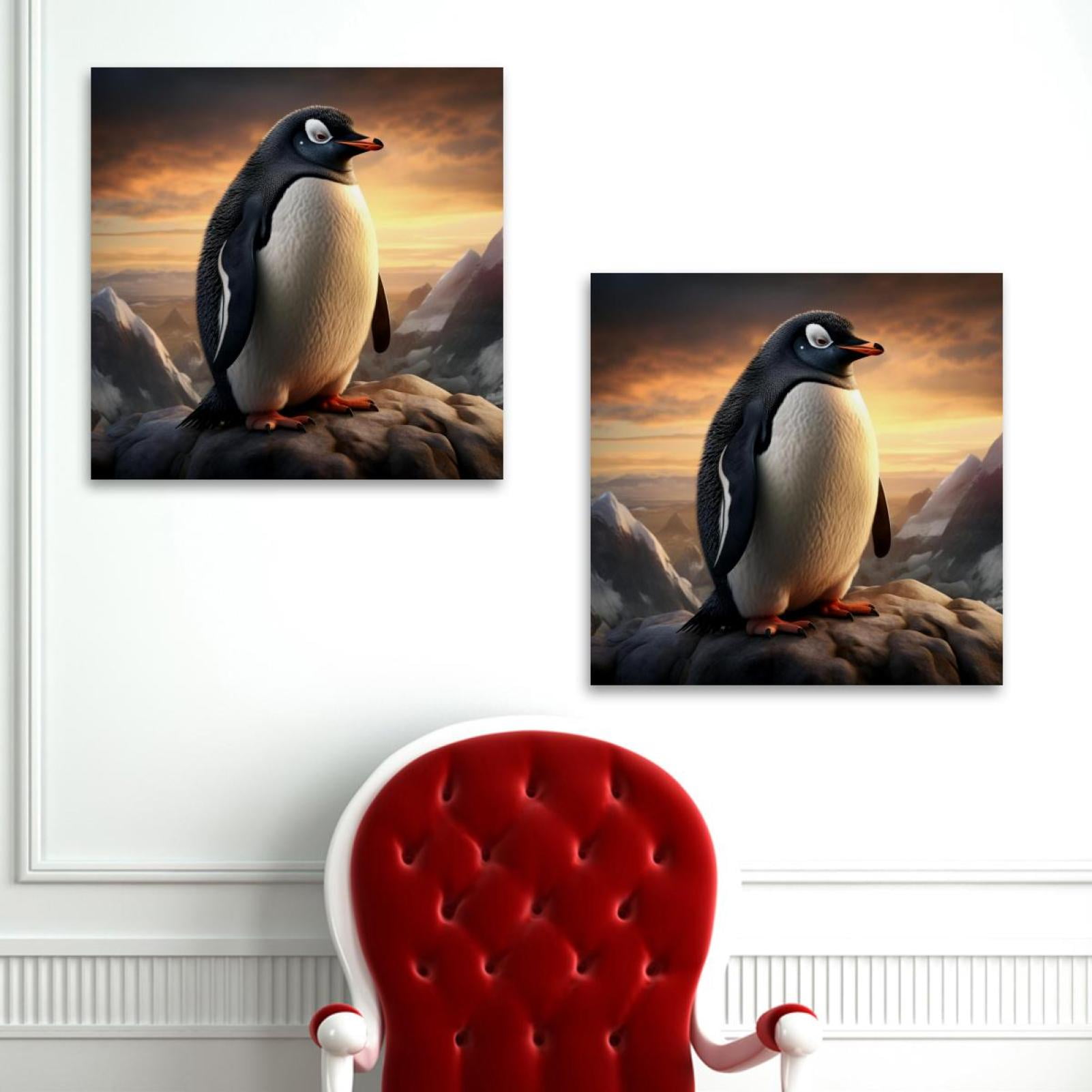 OWNSERIES Penguin Pattern 2PC Canvas Wall Art Paintings for Living Room ...