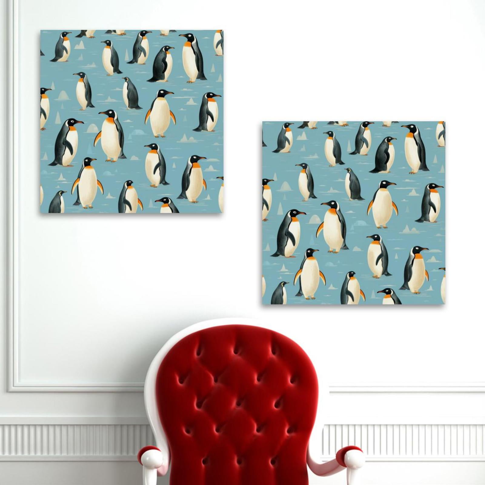 OWNSERIES Penguin Pattern 2PC Canvas Wall Art Paintings for Living Room ...