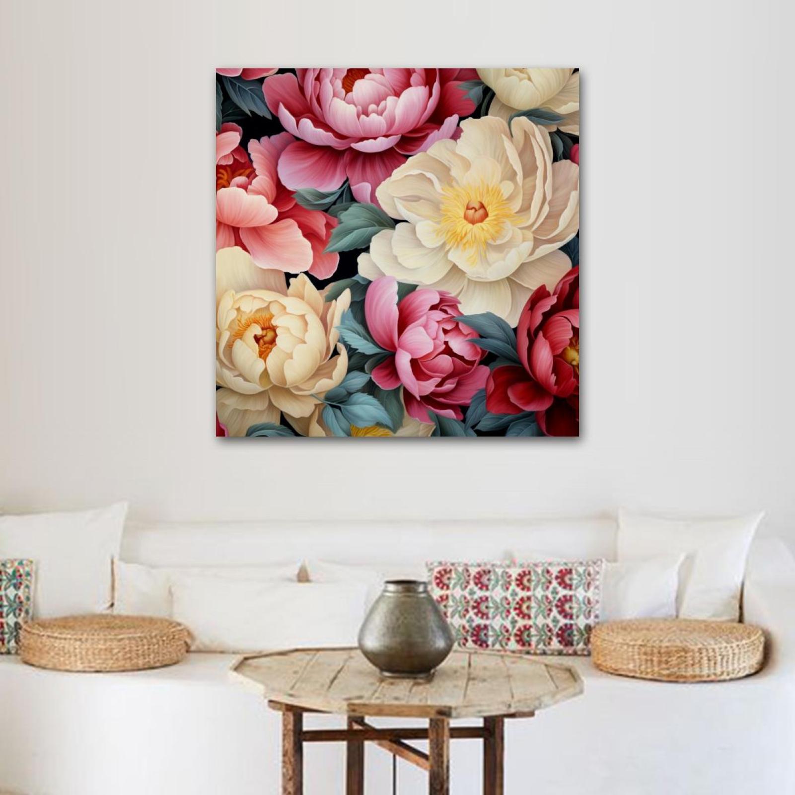 OWNSERIES Peony Flower Pattern Pattern Canvas Wall Art Paintings for ...