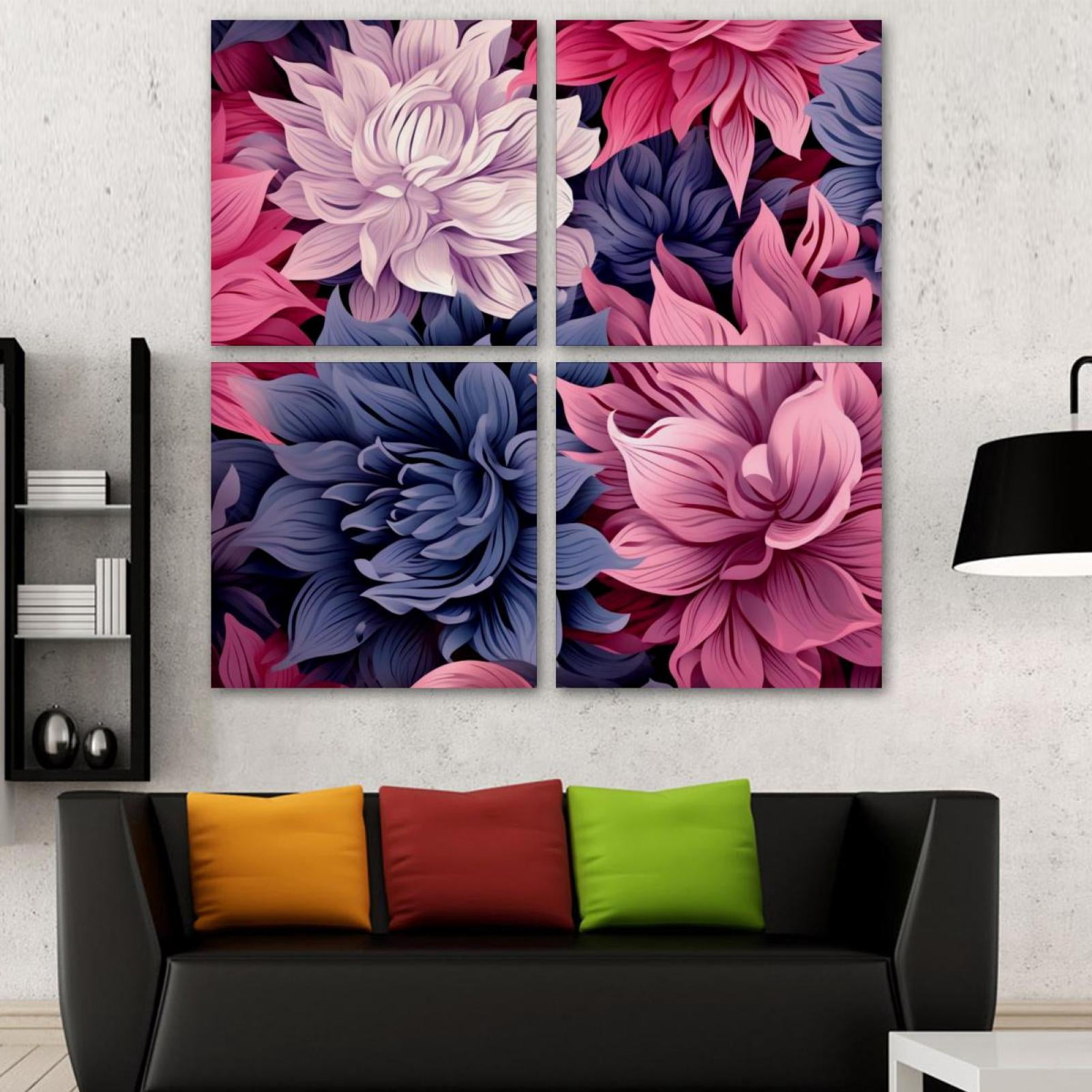OWNSERIES Petals Flowers Pattern Pattern 4PC Frameless Canvas Wall Art ...