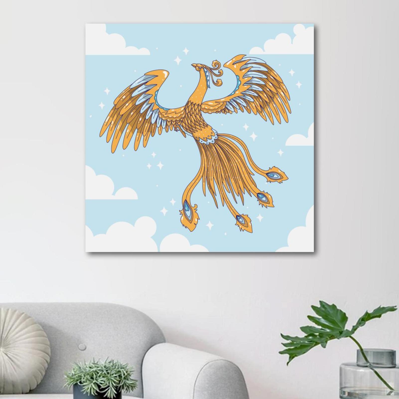 OWNSERIES Phoenix and Sky Pattern Canvas Wall Art Paintings for Living ...