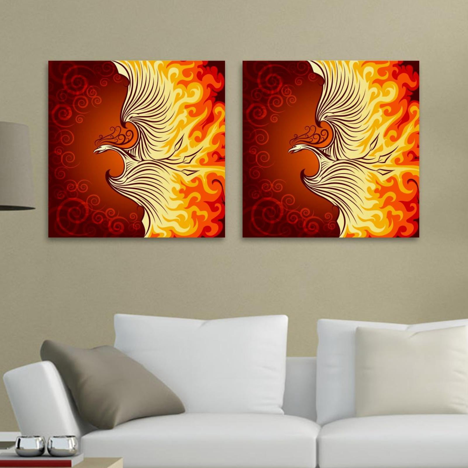 OWNSERIES Phoenix with Fire Pattern 2PC Canvas Wall Art Paintings for ...